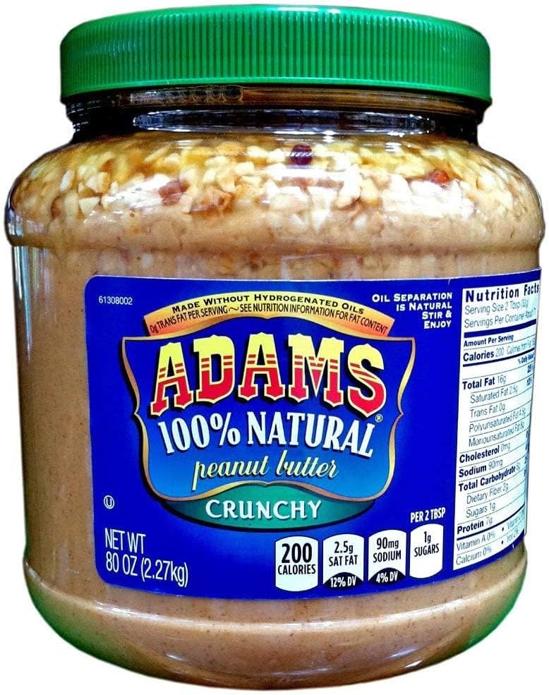 Amazon.com : Adams 100% Natural Crunchy Peanut Butter, 2 Pack, 2x1kg/70 ...