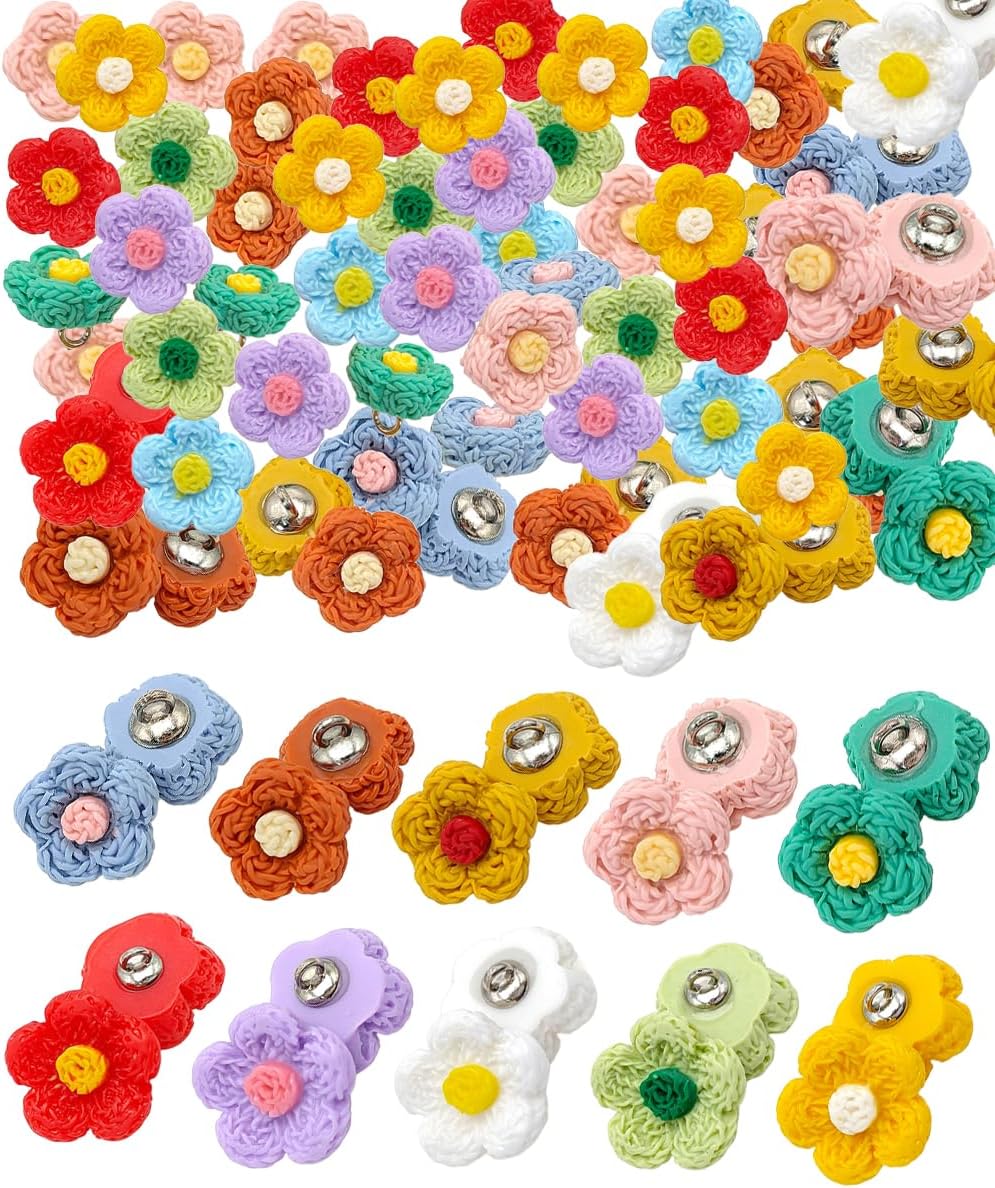 Amazon.com: 50 Pieces Tiny Flower Plastic Sewing Buttons with Metal ...