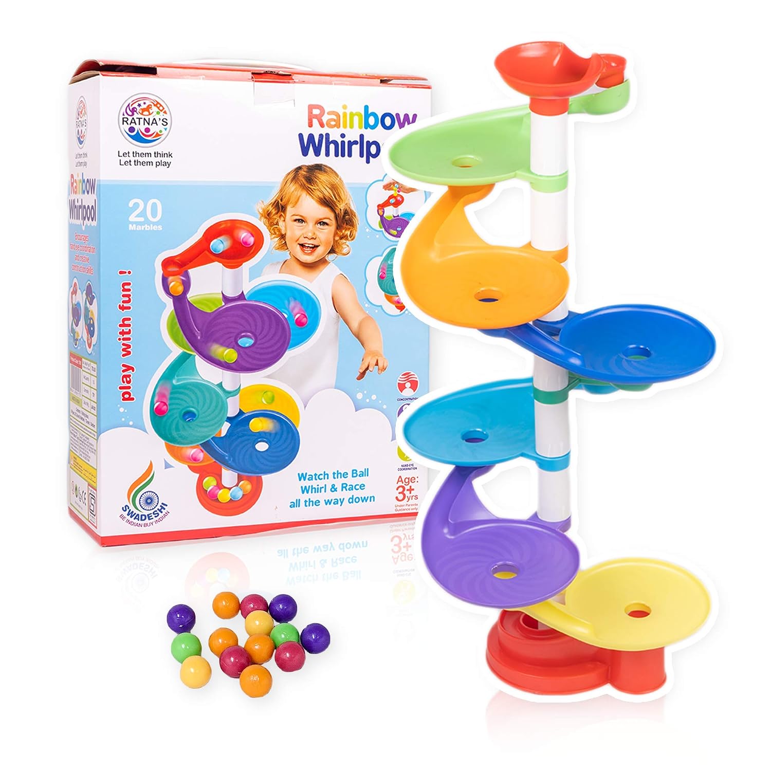 RATNA'S Rainbow Whirlpool 7 Layer Ball Drop and ROLL Swirling Tower for ...