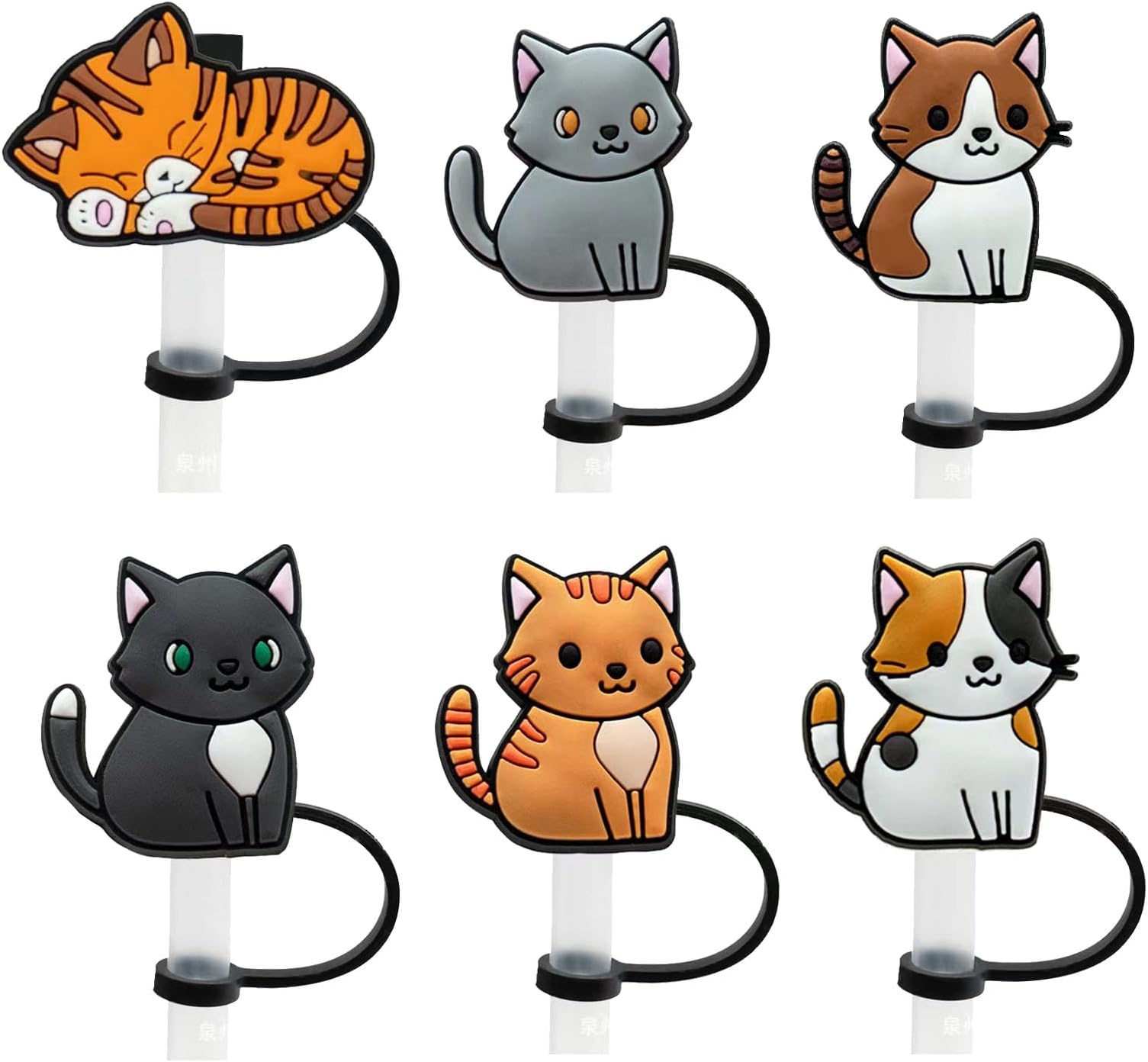 Amazon.com: 6PCS Cute Cat Straw Cover Cap for Stanley Cup 30&40 Oz ...