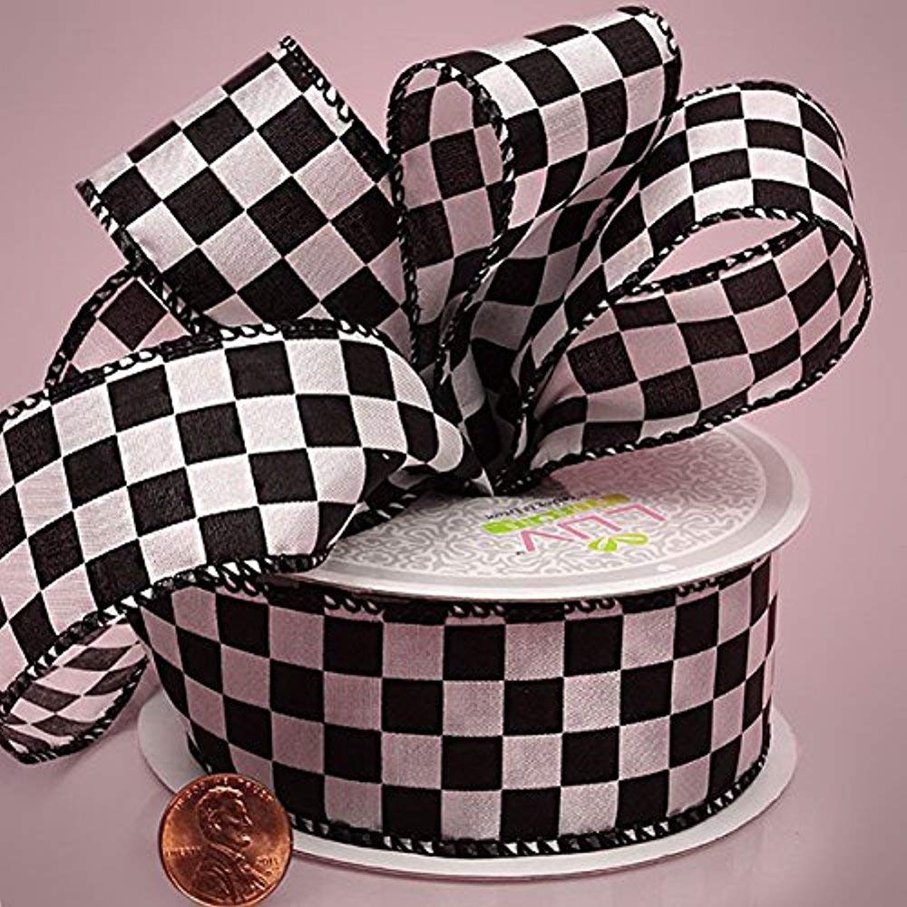 Amazon.com: 1 1/2" X 10YD WHITE CHECKERED FABRIC RIBBON