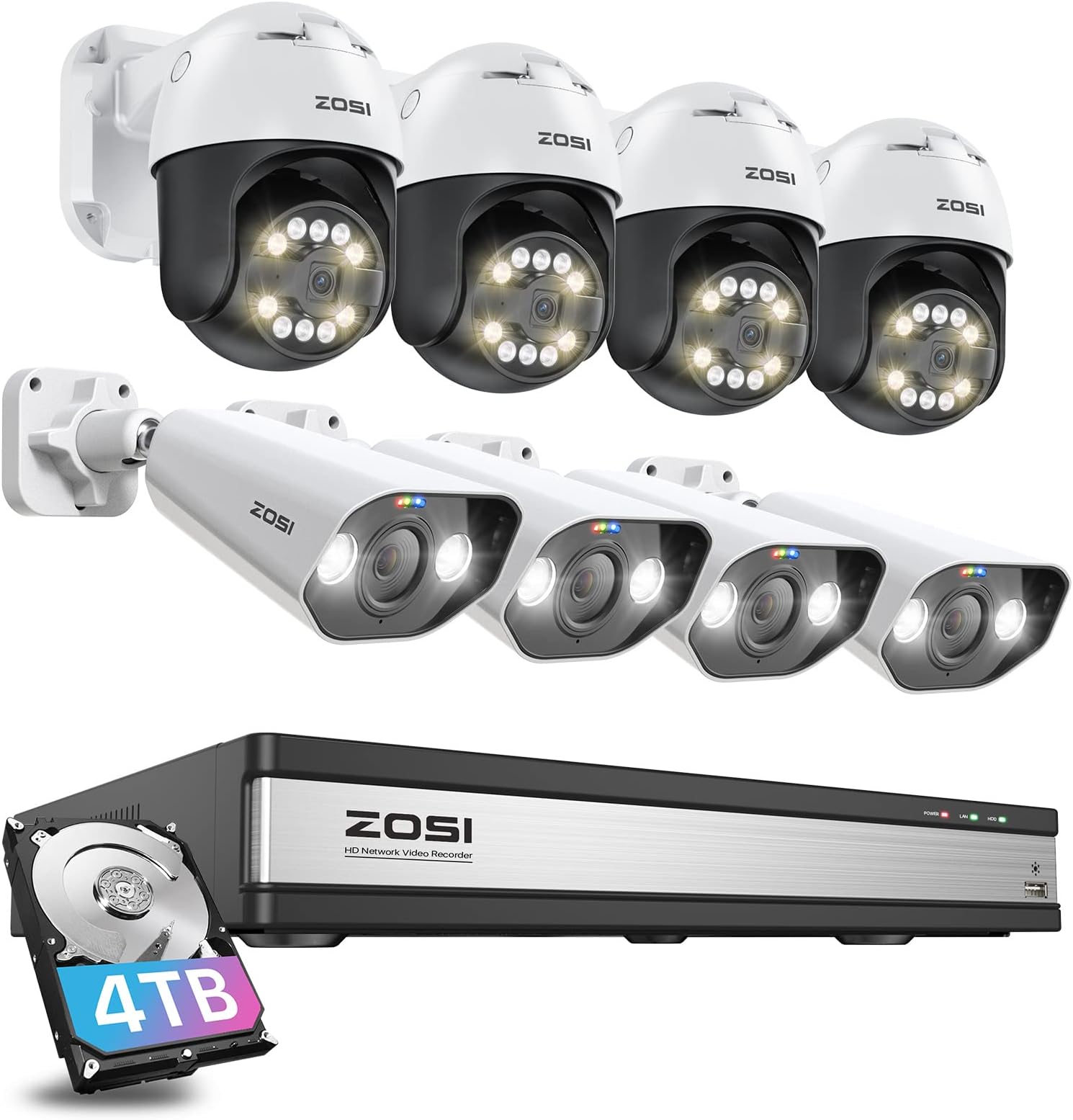 Amazon.com : ZOSI 4K 16CH PoE Security Camera System with AI Face ...