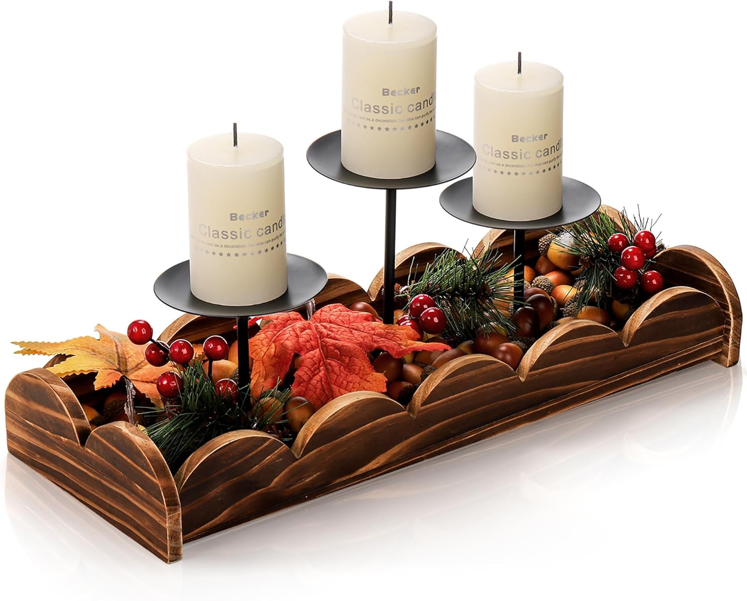Amazon.com: Yesland 3-Pillar Metal Candle Holder with Wavy Edges Rustic ...