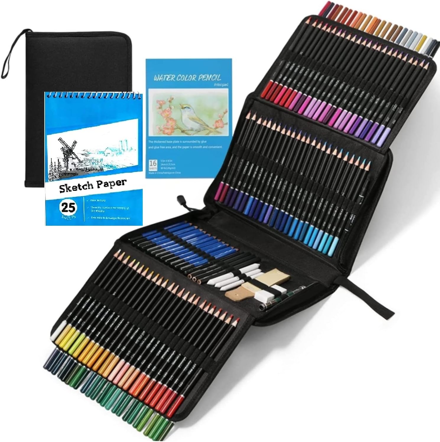 Corslet 110 Pc Sketching Kit for Artists | Drawing Pencils, A5 Sketch Book, 72-Color Pencils Set ...