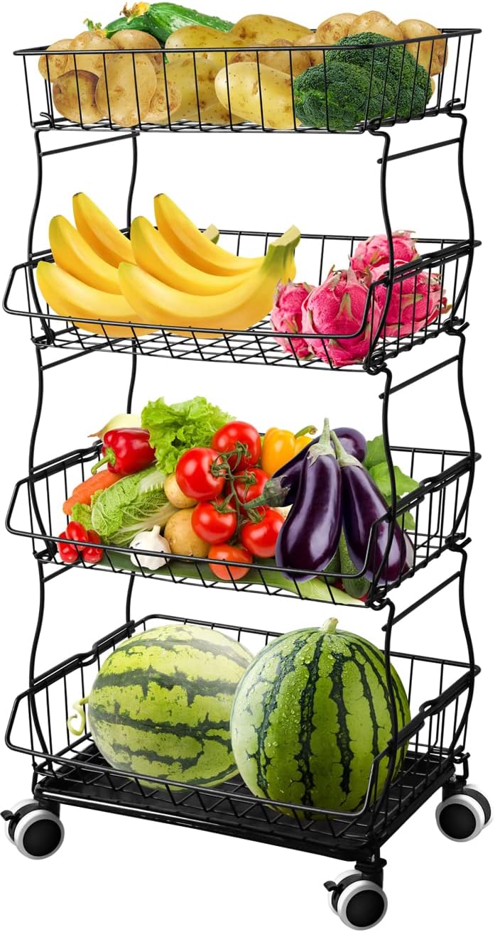 Amazon.com: GIFZES Rotating Storage Rack for Kitchen, Fruit and ...