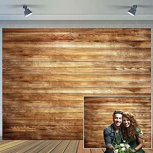 Amazon.com : 10x8 ft Wood Wall Backdrop Rustic Natural Brown Wooden ...