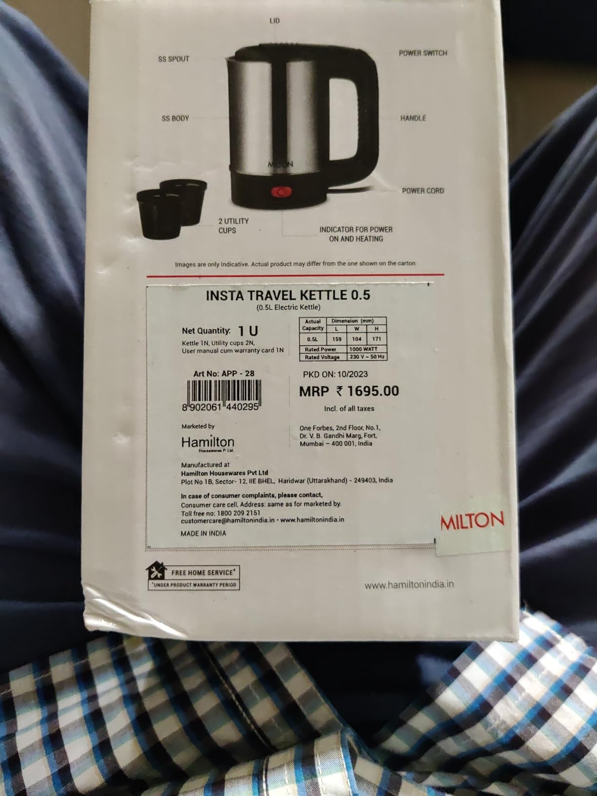 MILTON Stainless Steel Euroline Electric Travel Kettle With Handle ...
