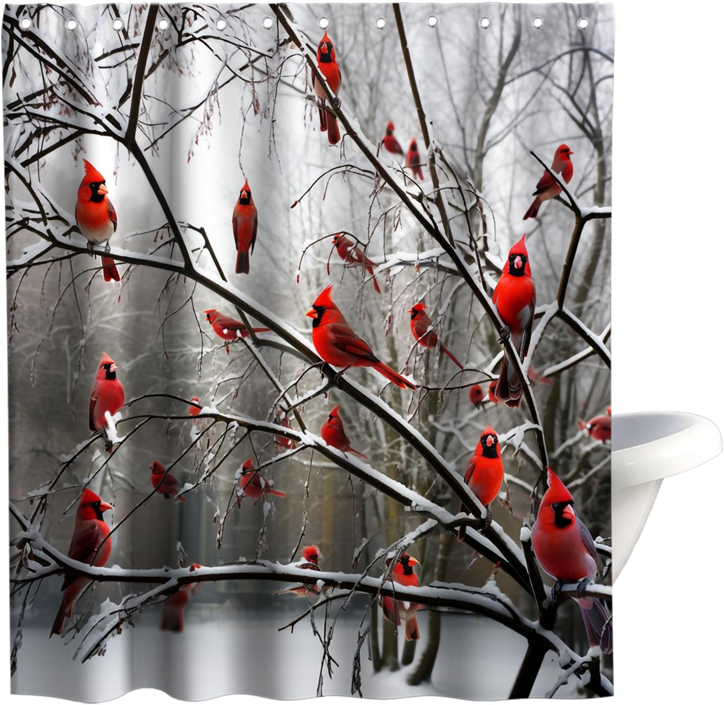 Amazon.com: Final Friday Forest Tree Shower Curtains Cute Cardinal ...