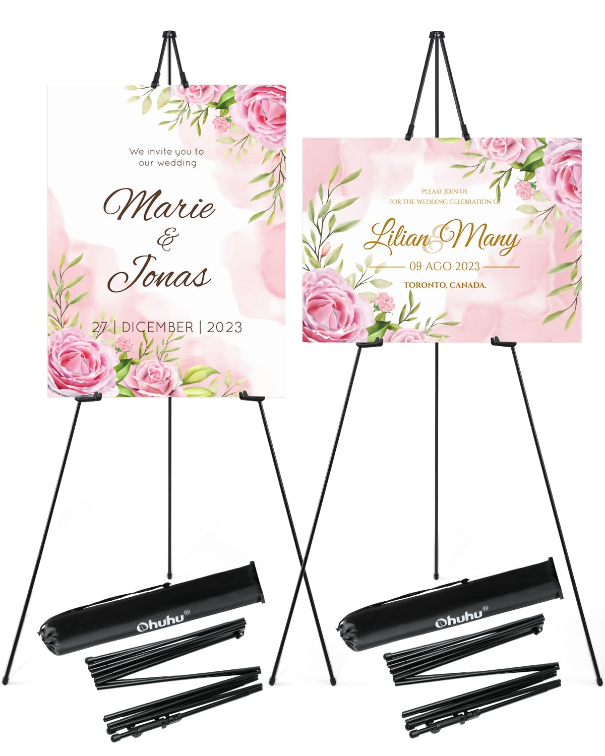 Easel Stand for Wedding Sign Poster: Ohuhu 2 Pack 63'' Adjustable ...