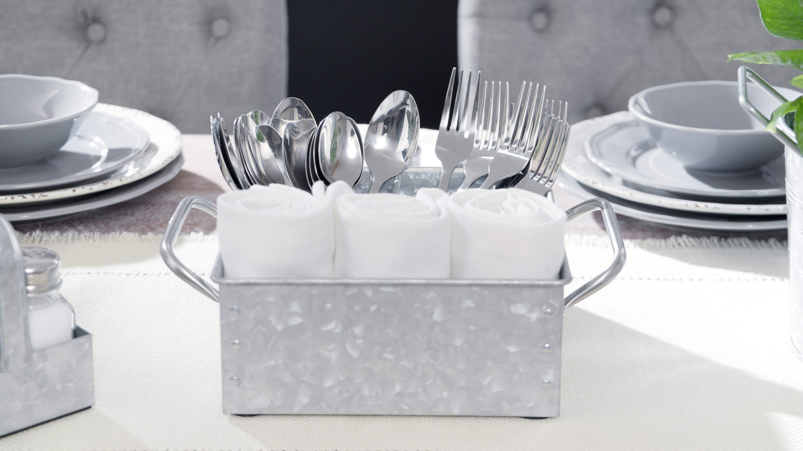 Buy Walford Home Galvanized Metal Storage Tray – Rustic Farmhouse Table ...