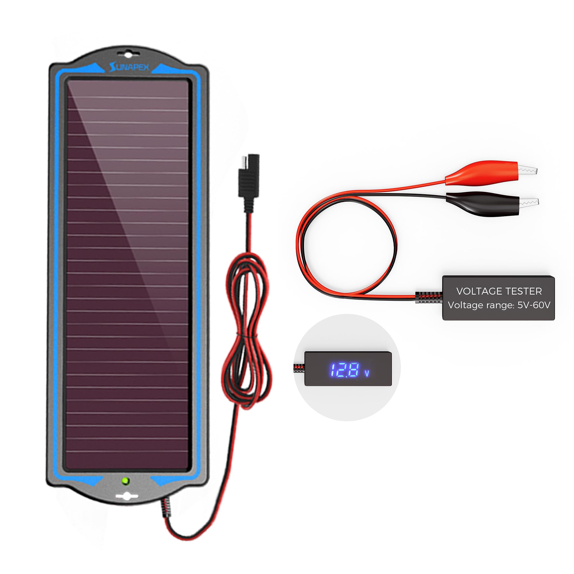 Amazon.com: 1.8W Solar Battery Charger with Battery Voltage Tester ...