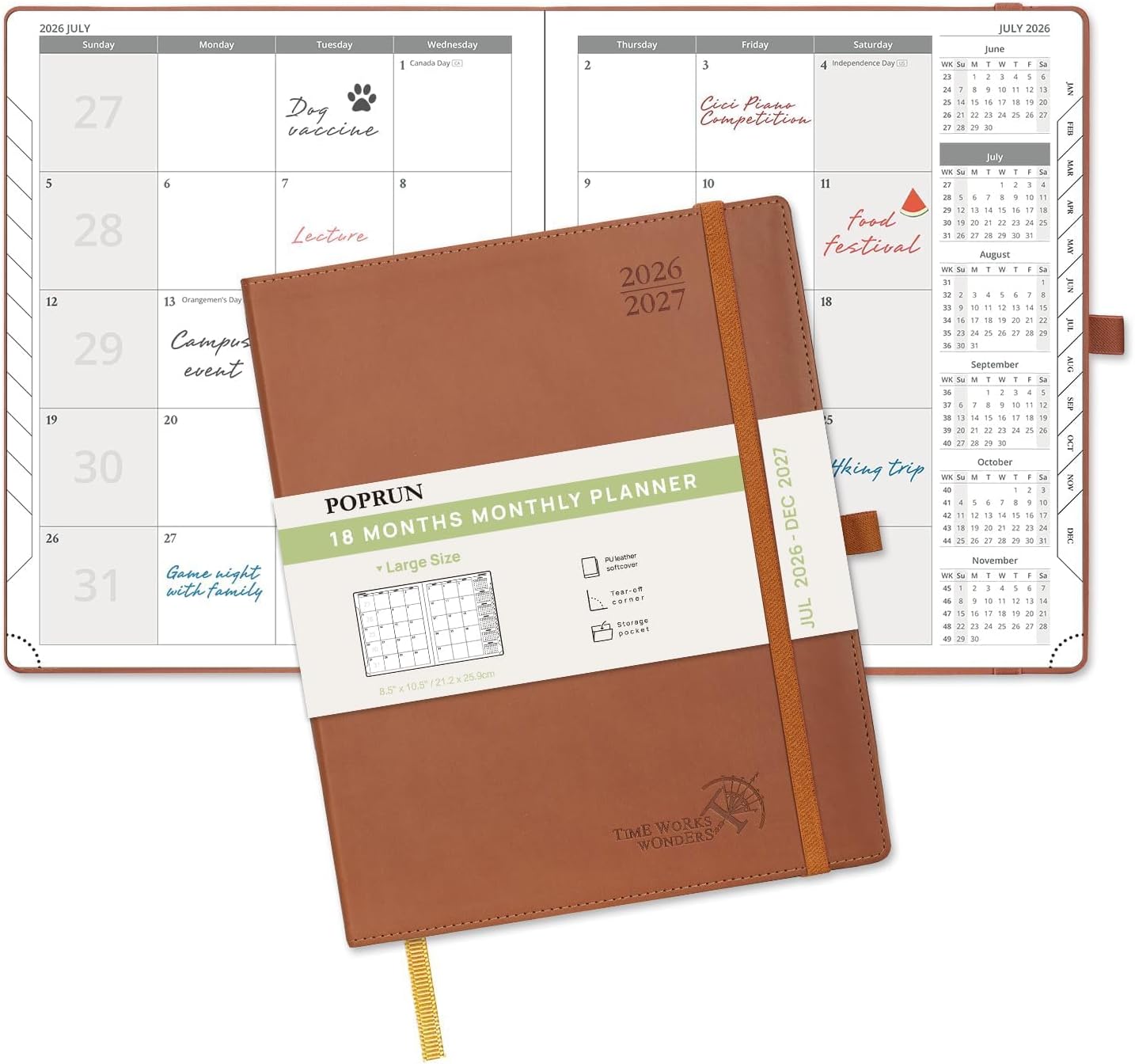 Amazon.com : POPRUN Monthly Planner 2026-2027 (Large- 8.5" x 10.5" Soft ...