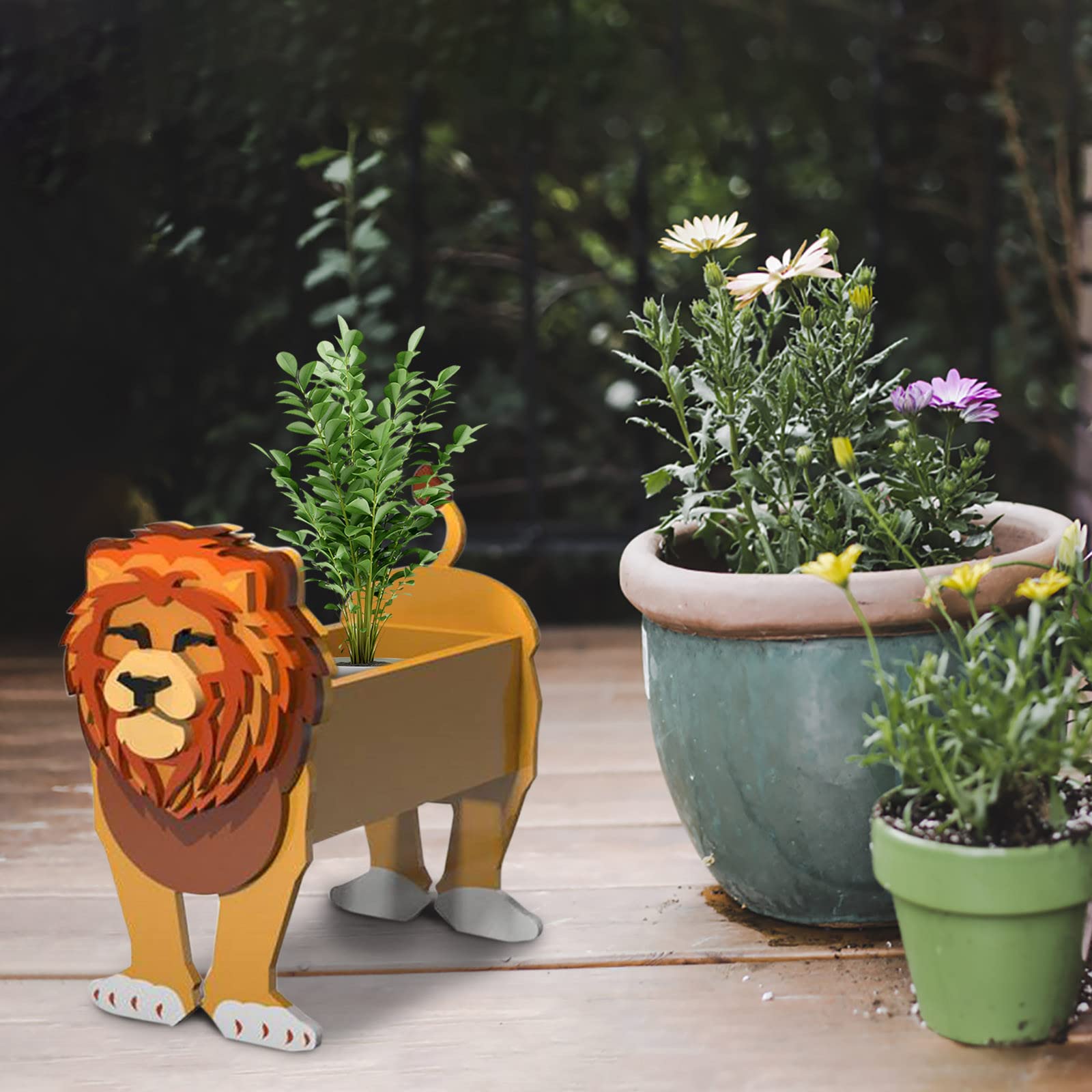 Plastic Outdoor Planters With Lions Handmade Resin Lion Statue Mini