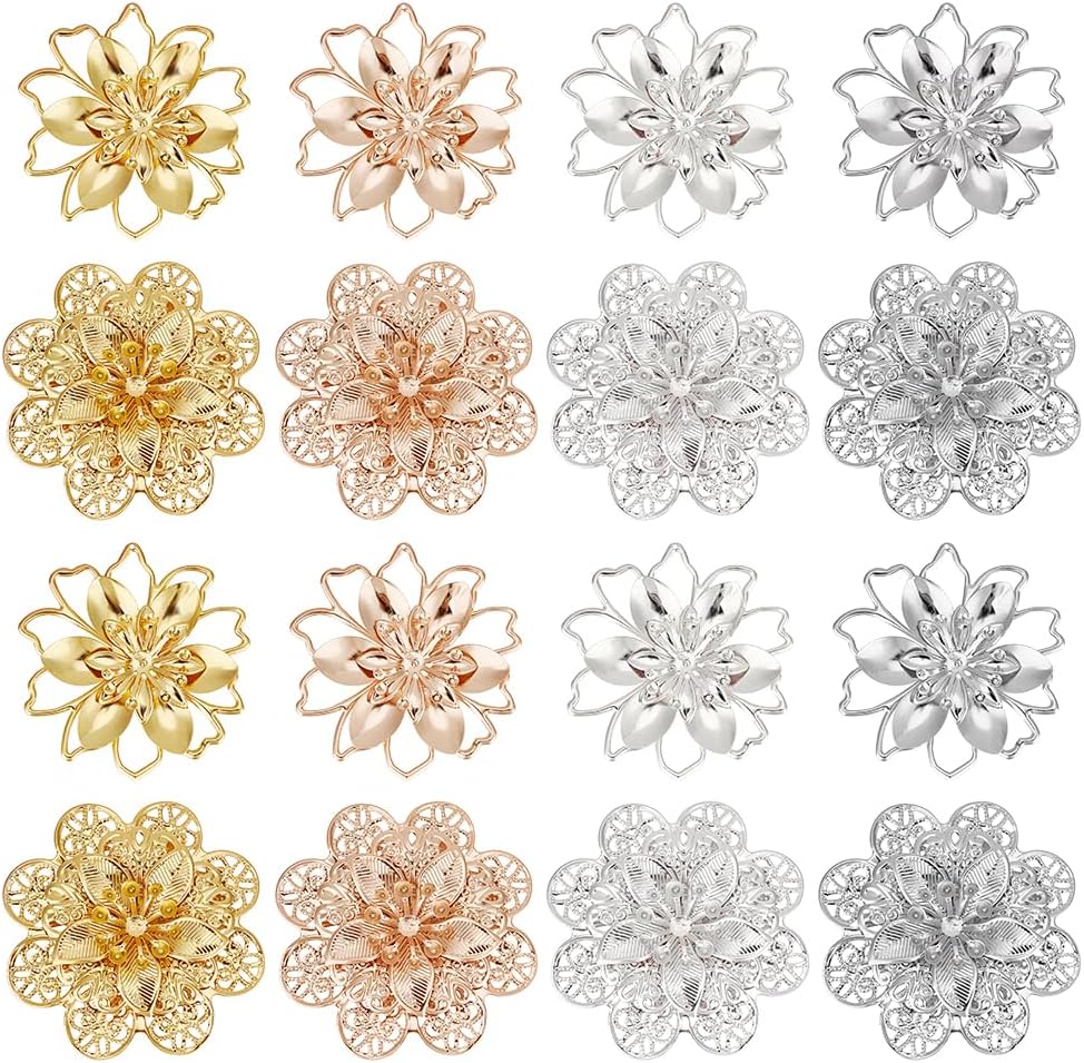 Amazon.com: PH PandaHall 2 Shapes 4 Colors Rhinestone Filigree Charms ...