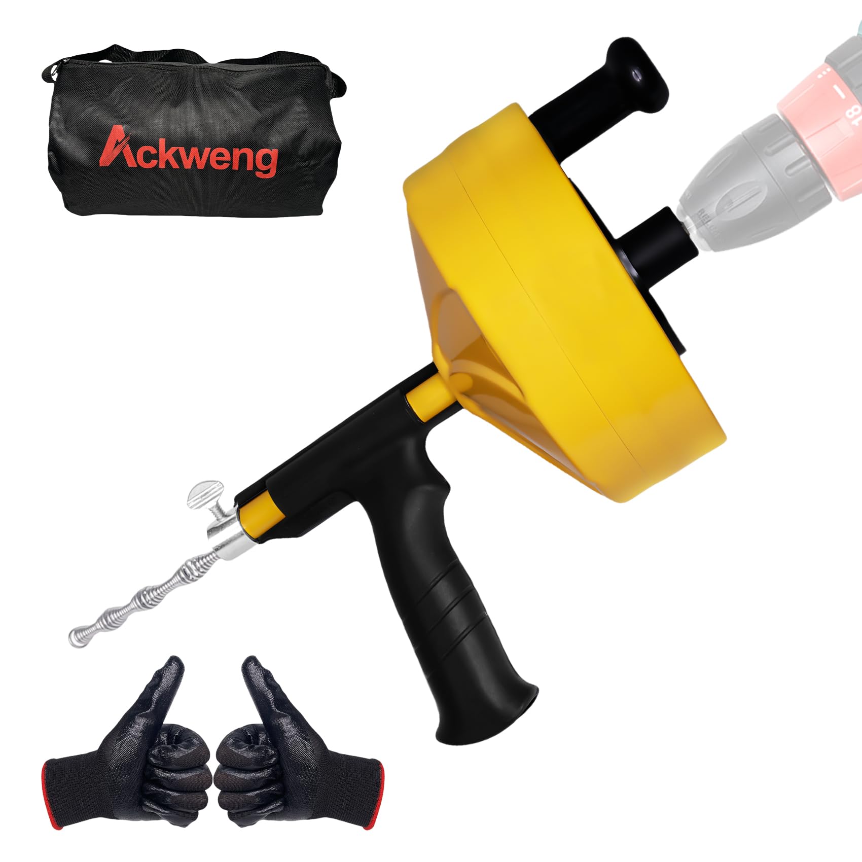 Drain Snake 50 Ft, Plumbing Snake for Sink with Drill Attachment, Snake ...