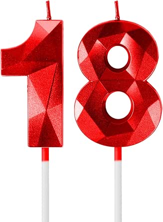 Amazon.com: Red Birthday Candles for Cake, Number 18 Candle for 18th ...