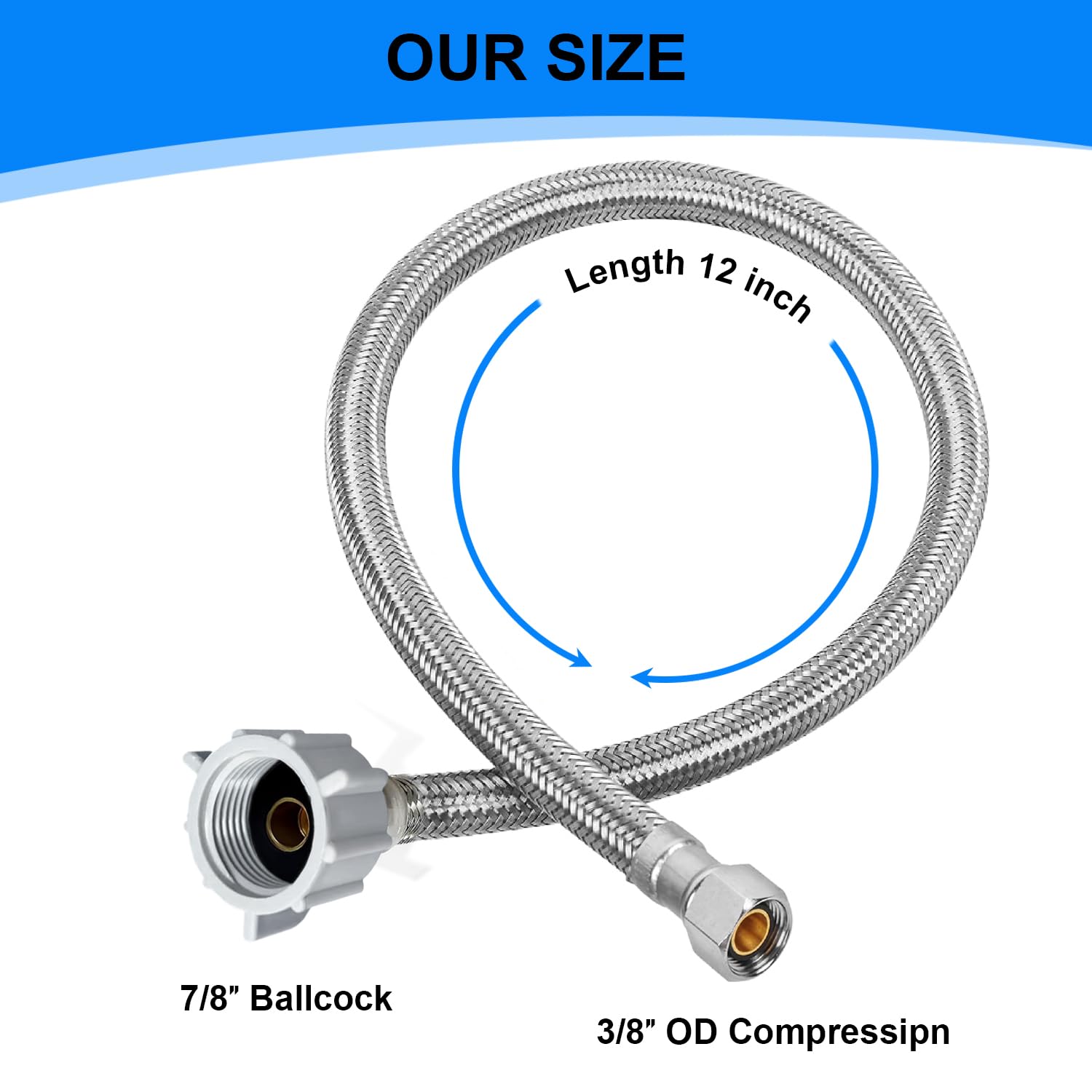 Snapklik.com : Universal Flexible Toilet Connector, 12-Inch X 3/8" Comp ...