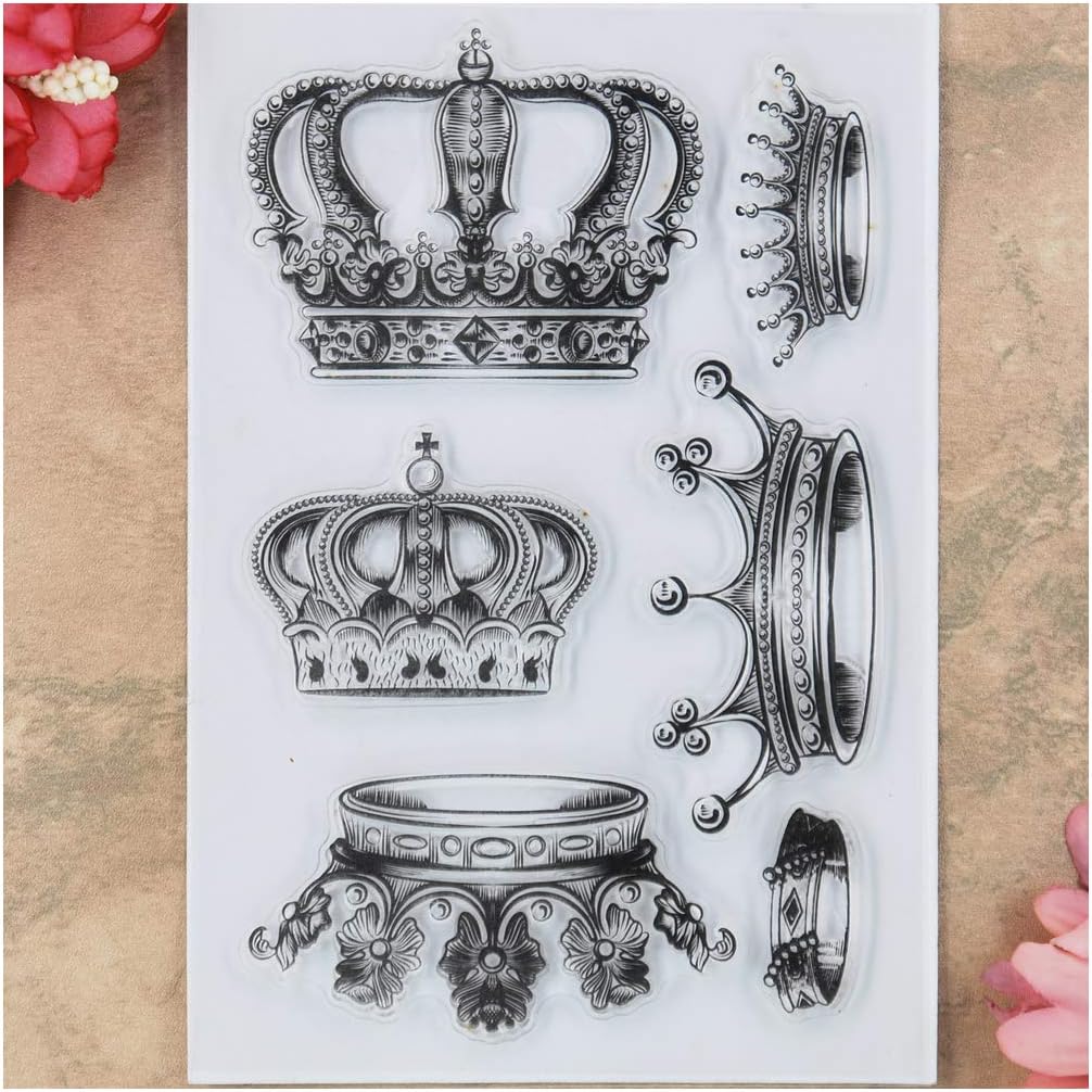 Amazon.com: KWELLAM Crown Clear Stamps for Card Making Decoration and ...