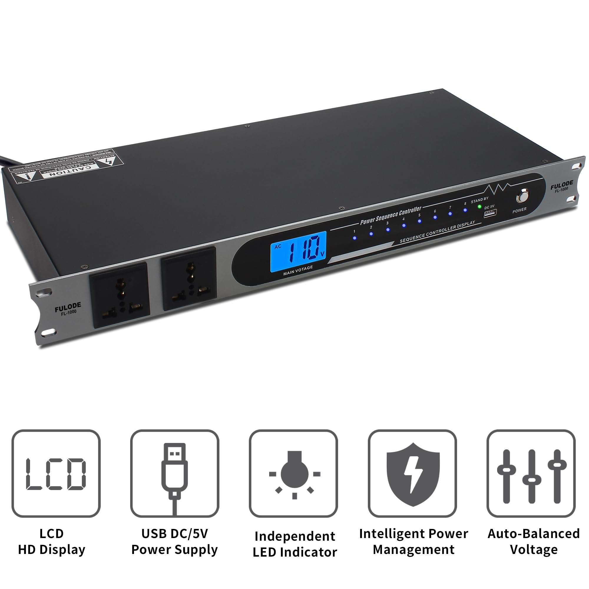 Snapklik.com : FULODE 2000W 10 Socket Sequential Rack Professional ...