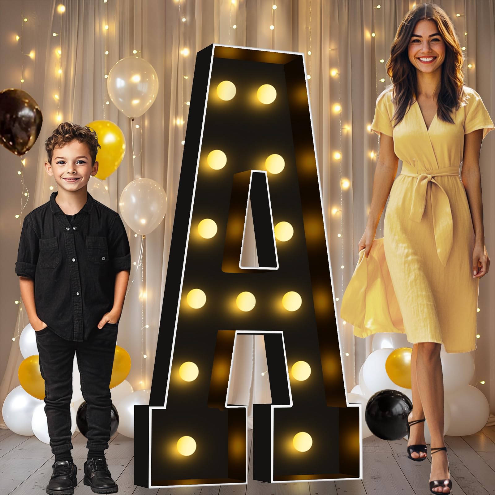 Snapklik.com : 4 FT Marquee Light Up Letters, Black Marquee Letter ...