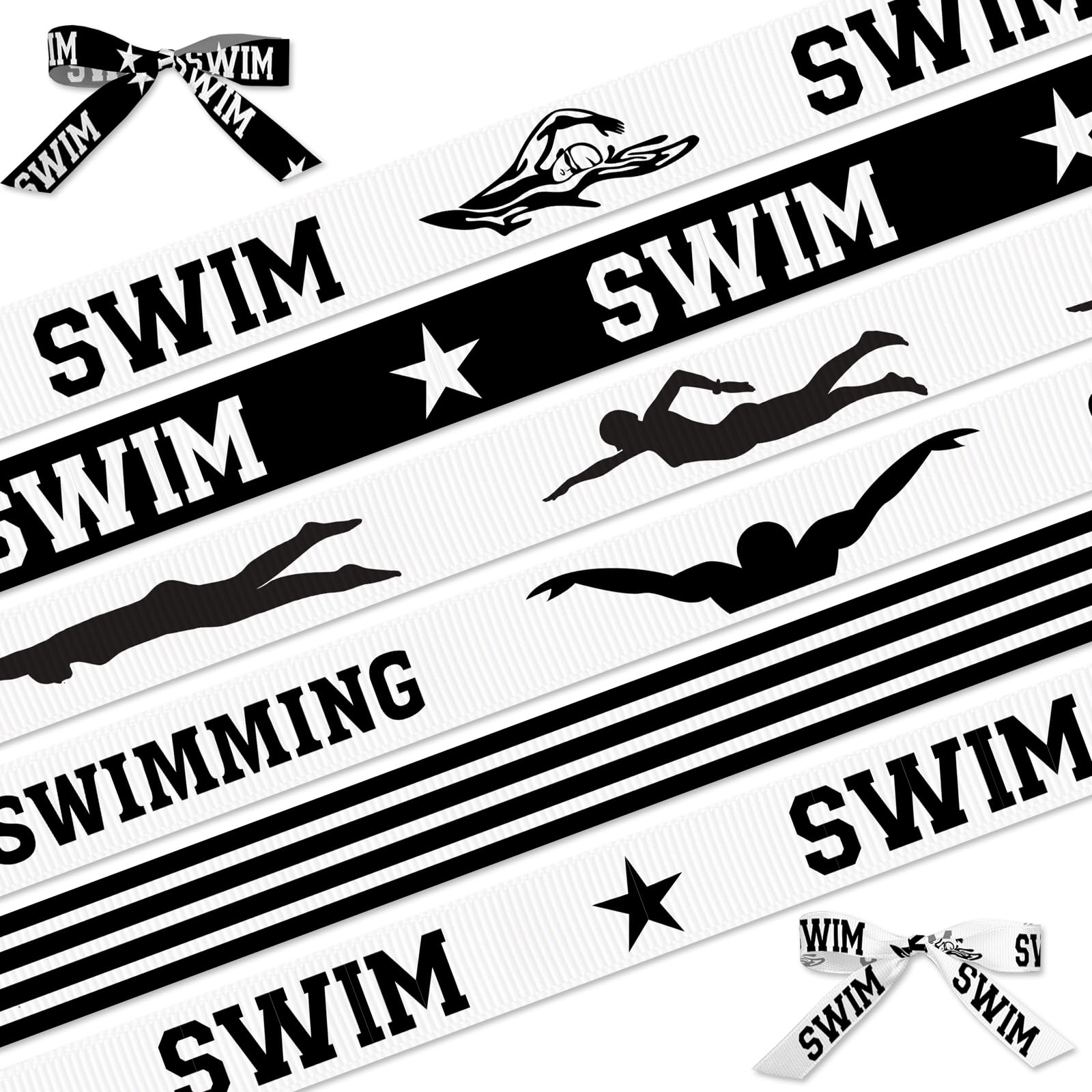 Amazon.com: Habbiful 6 Rolls 3/8'' Swim Ribbons Swimming Team Ribbon ...