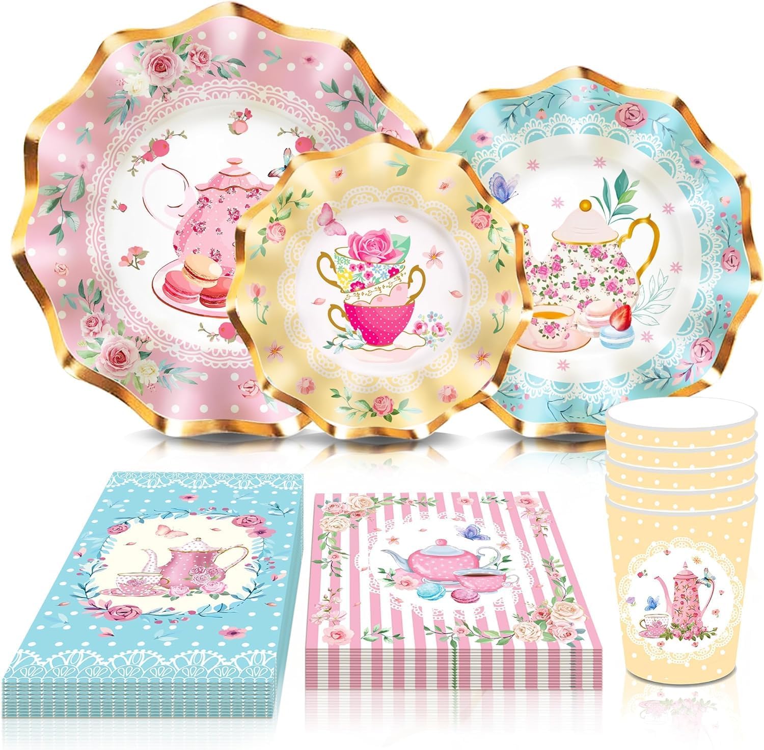Amazon.com: CC HOME Tea Party Party Supplies Serves 8, 5inch 8inch ...