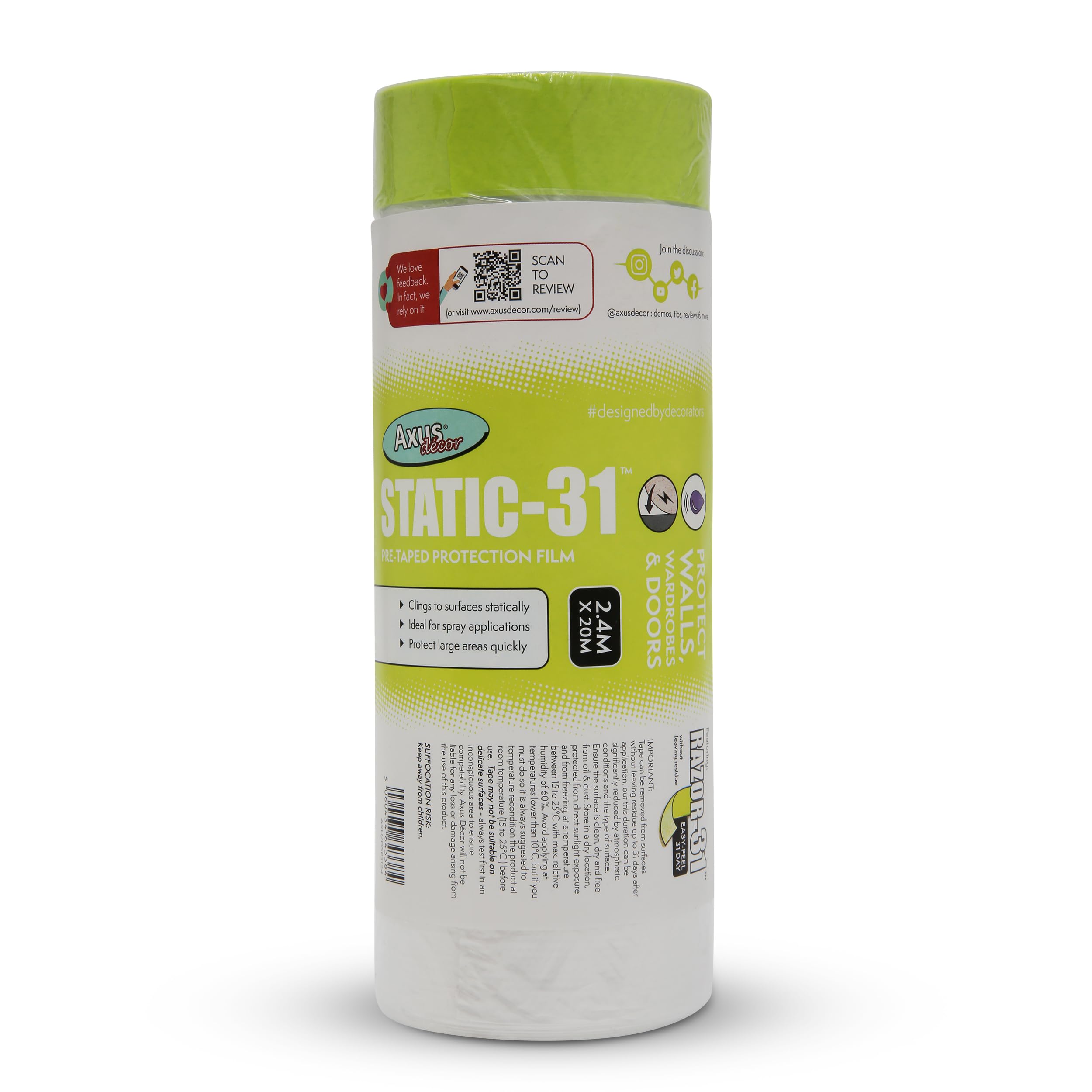 Axus Decor Static-31 Pre-taped Protection Film, Pre-Taped Masking Film ...