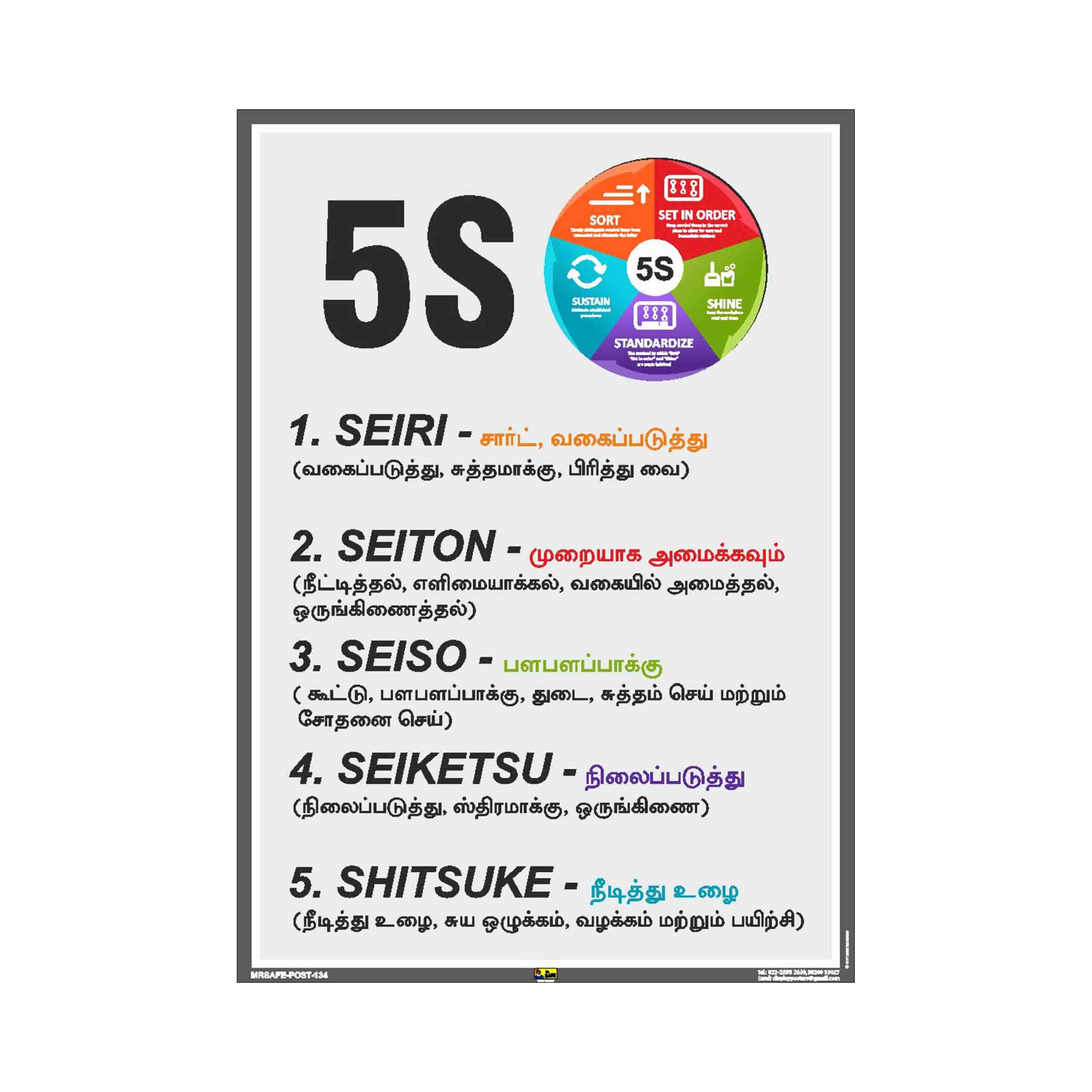 Mr. Safe - 5S Poster in Tamil Sunboard A4 (8.25 inch X 11.7 inch ...