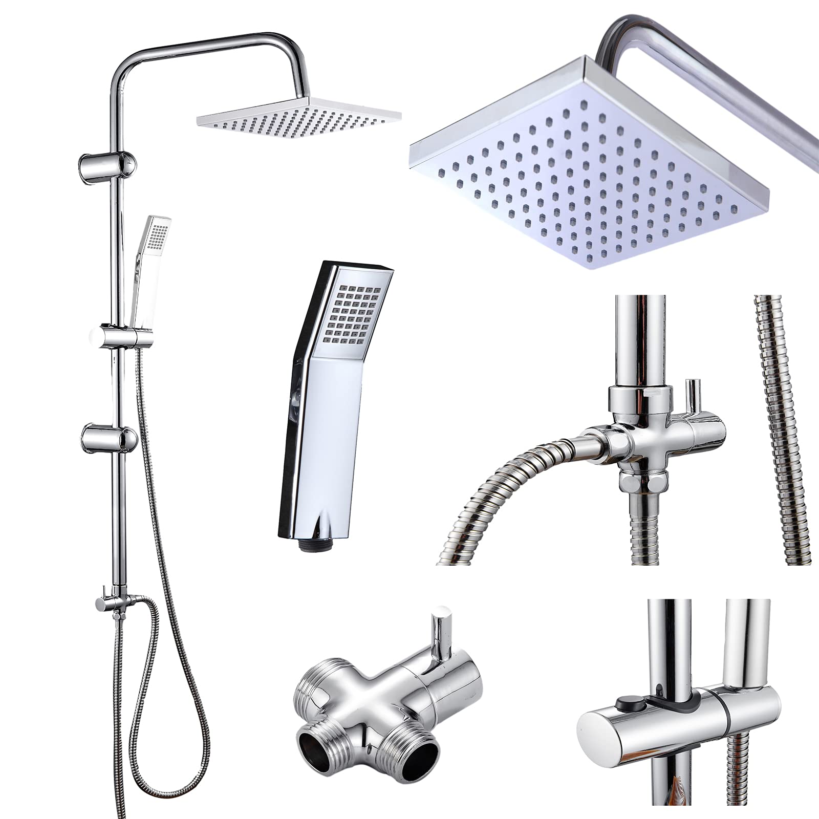 Buy JupitorThermostatic Shower Mixer Chrome Head Bathroom Square Valve ...