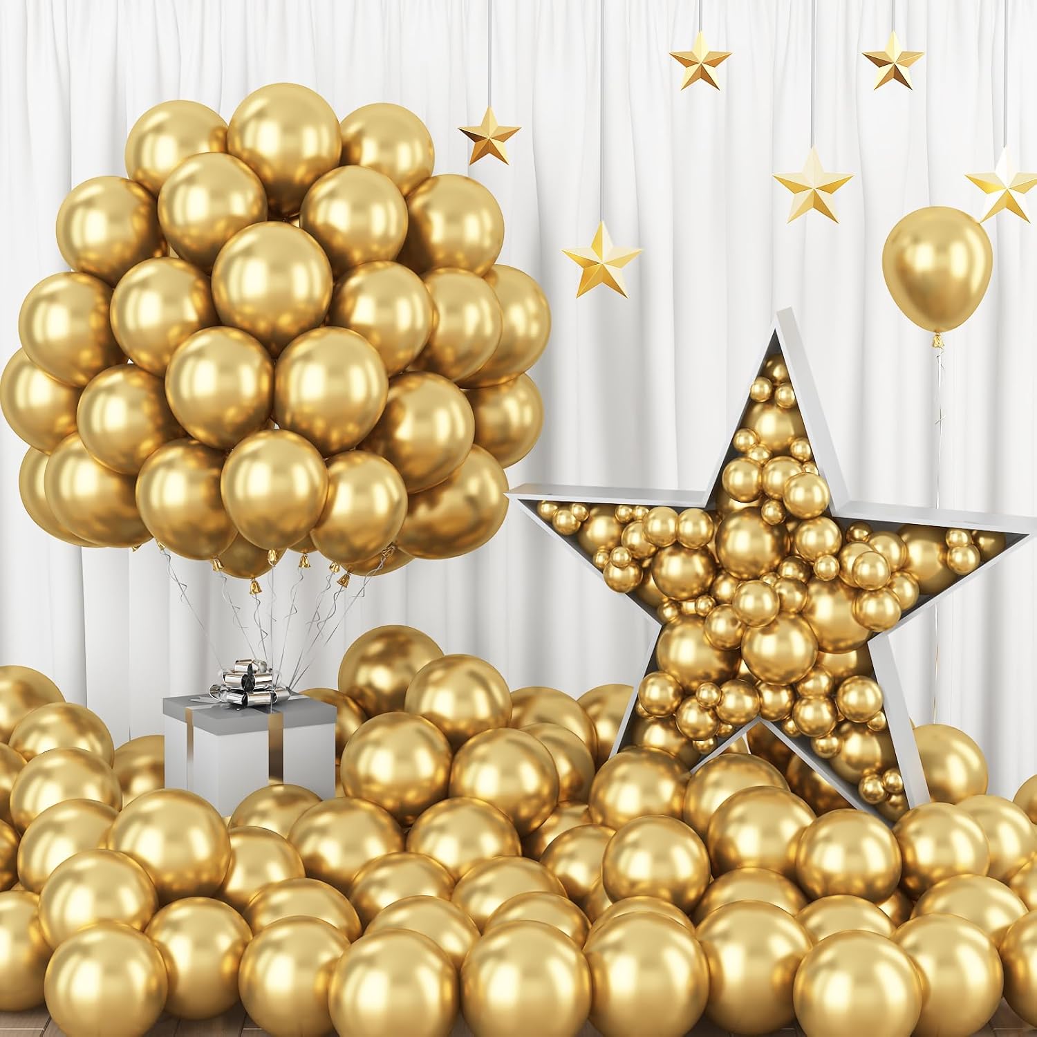 Amazon.com: Metallic Gold Balloons, 100 Packs 5 Inches Chrome Latex ...