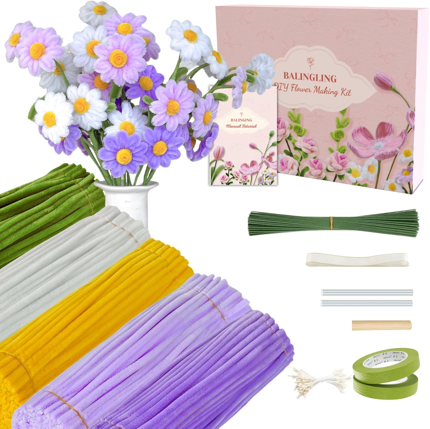 Amazon.com: balinging 500pcs Pipe Cleaners Craft for Flowers,Chenille ...