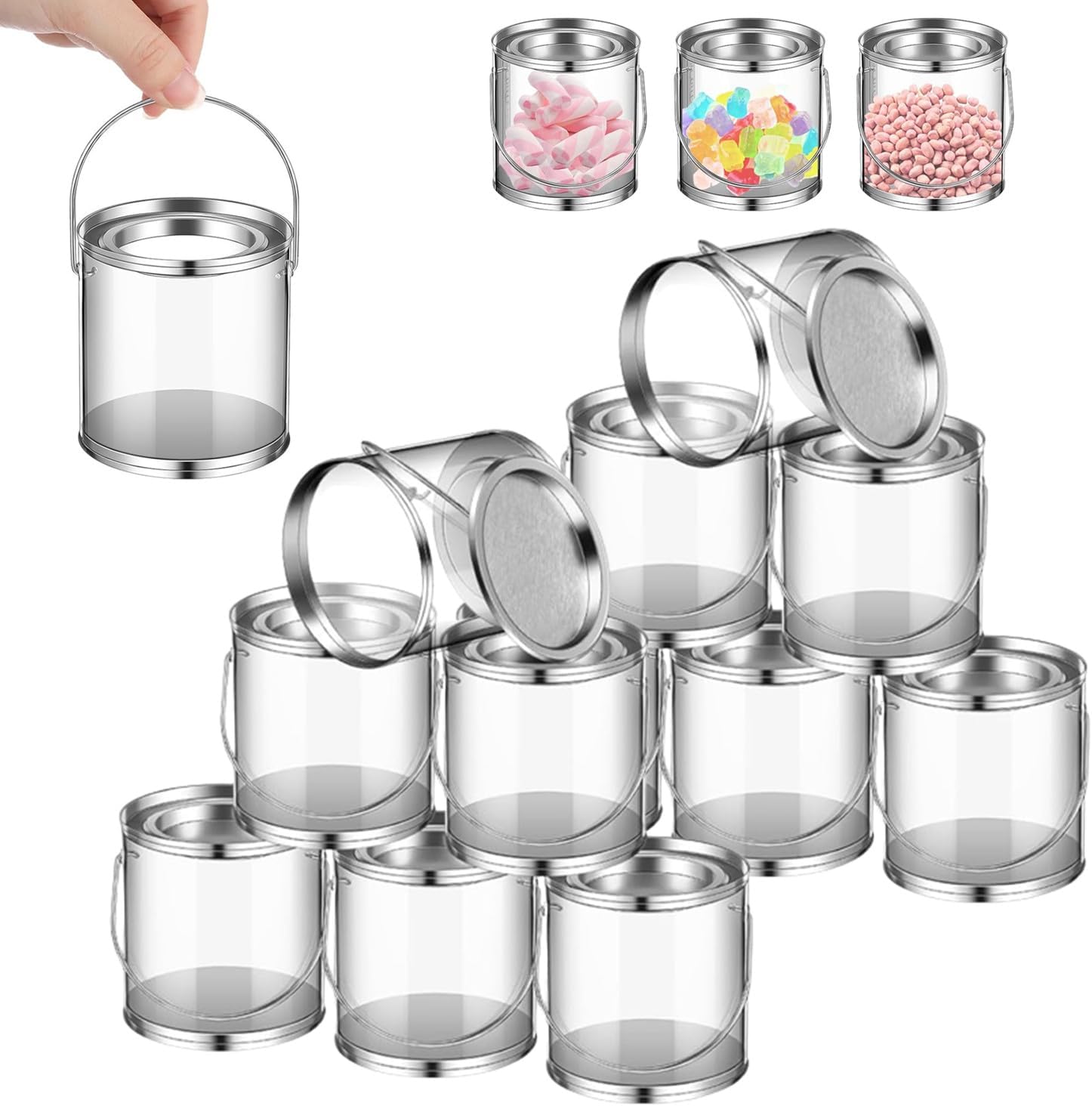 Amazon.com: Hedume 9 Pack Mini Clear Plastic Paint Cans, 3-Inch Tall ...