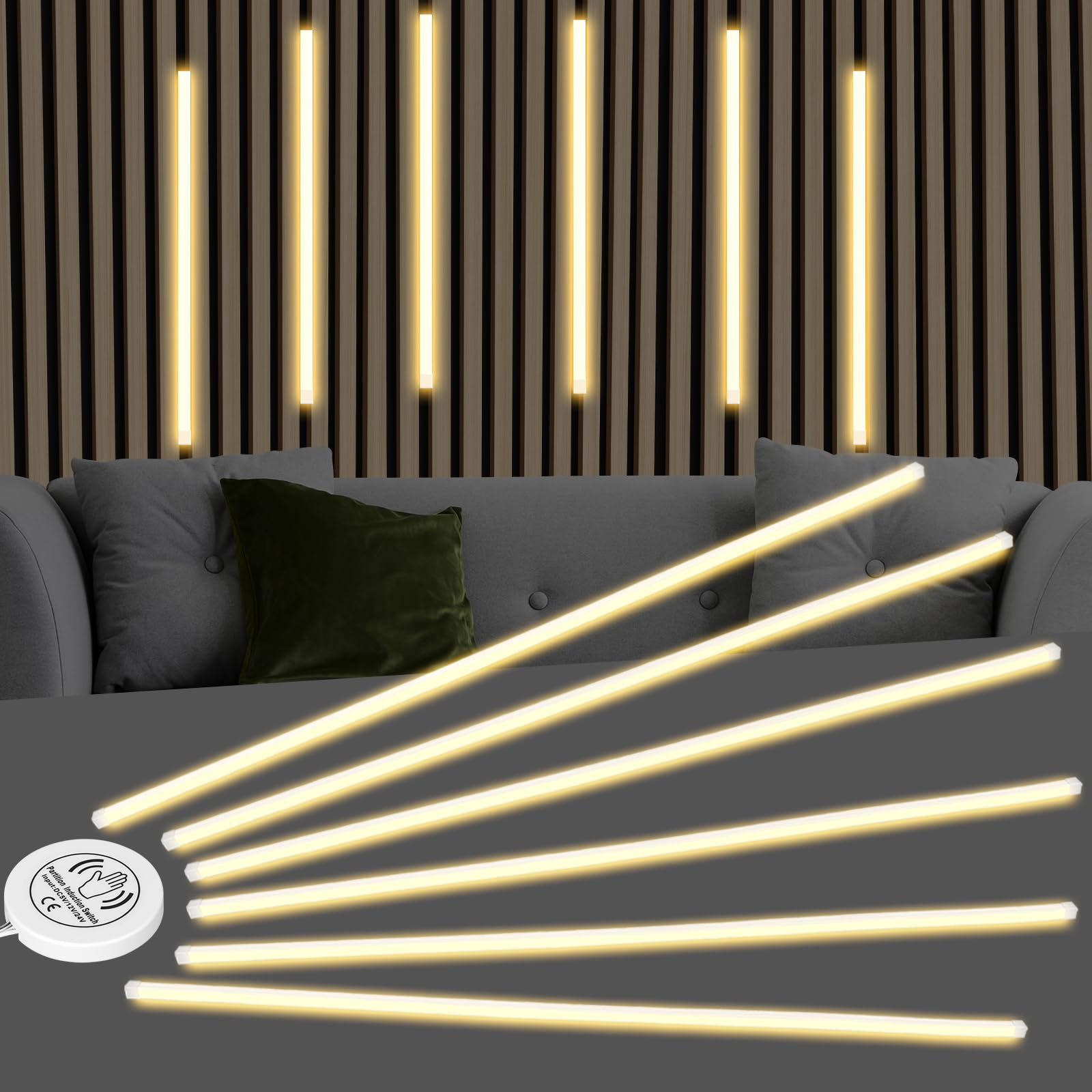 LED Strips for Acoustic Wall Panels, 6x90CM Acoustic Panels Embedded ...