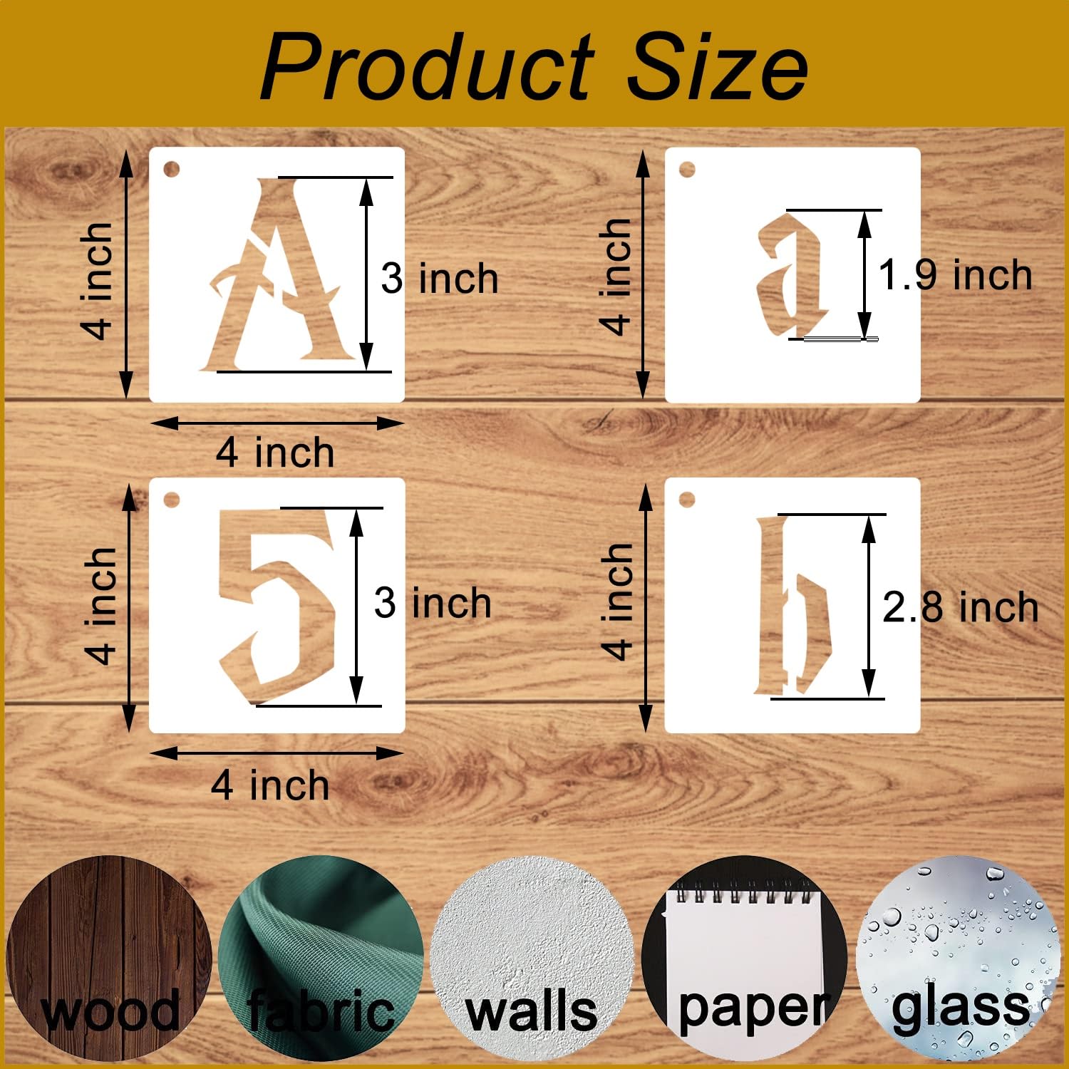 Snapklik.com : 3 Inch Gothic Letter Stencils For Painting, 66 Pcs ...