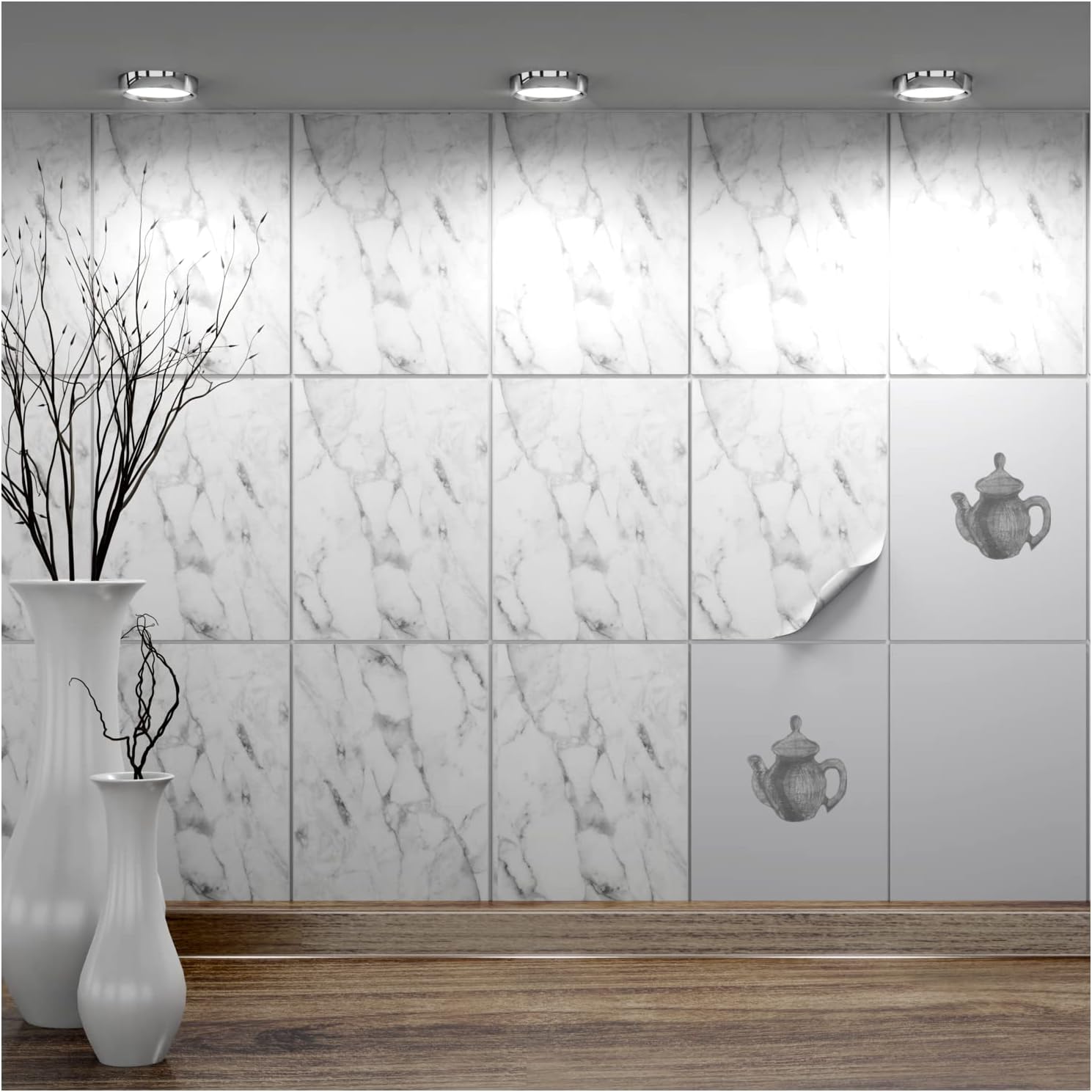 FoLIESEN Tile Stickers 15 x 20 cm – Tile Film Bathroom – Adhesive Film ...