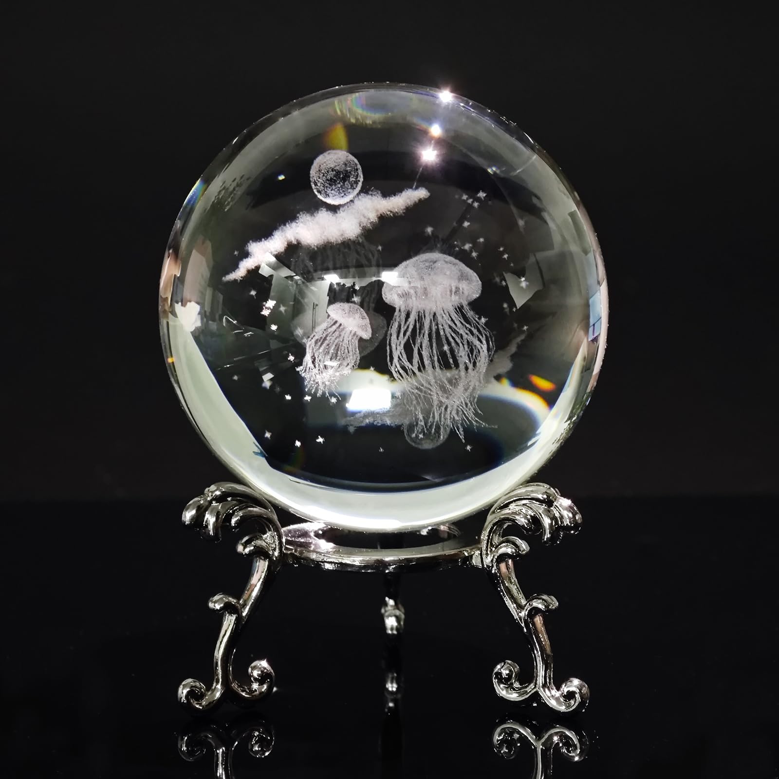 Amazon.com: ZWIN 60mm Jellyfish Crystal Ball Paperweight 3D Laser ...