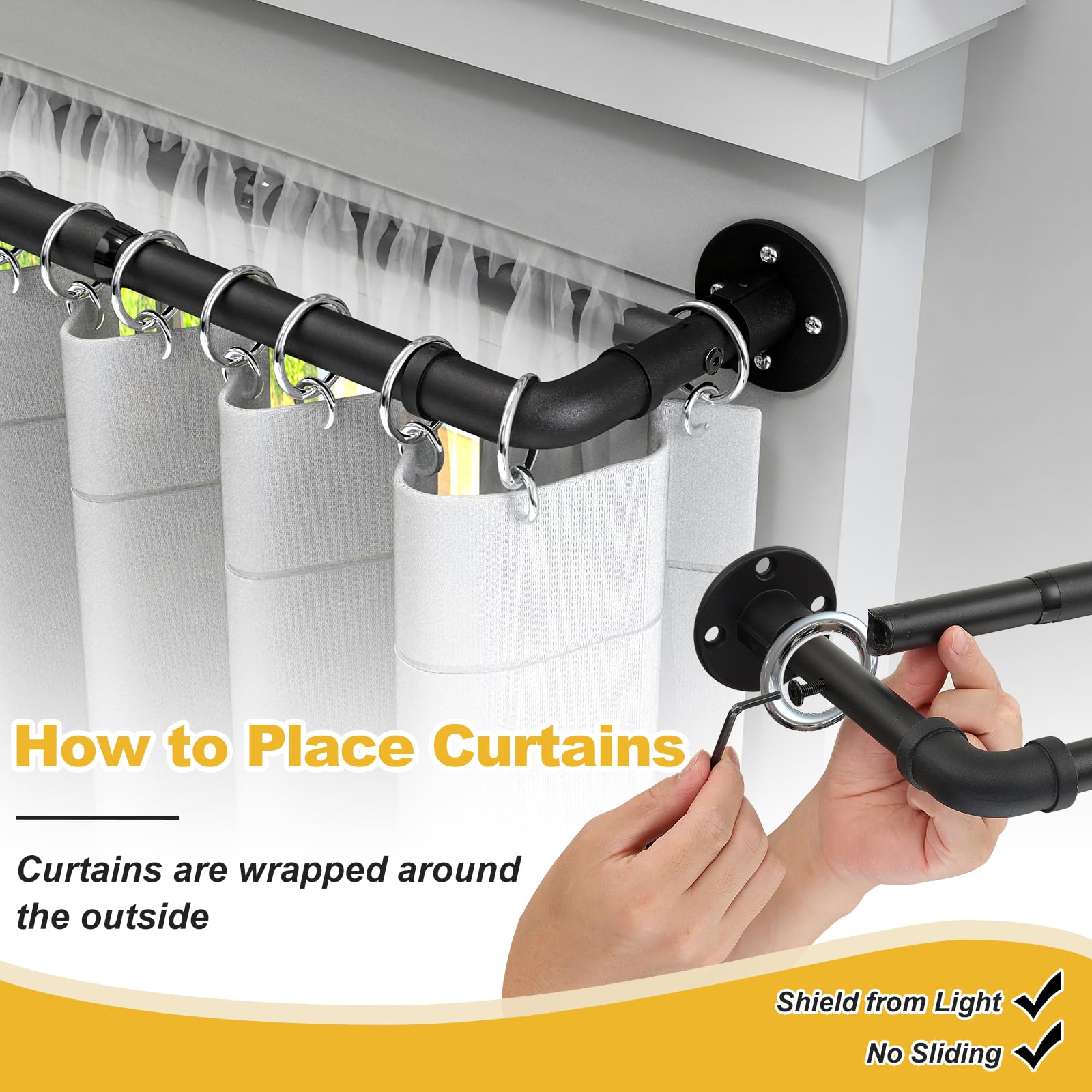 Snapklik.com : Double Curtain Rods For Windows 28 To 48 Inch Industrial ...