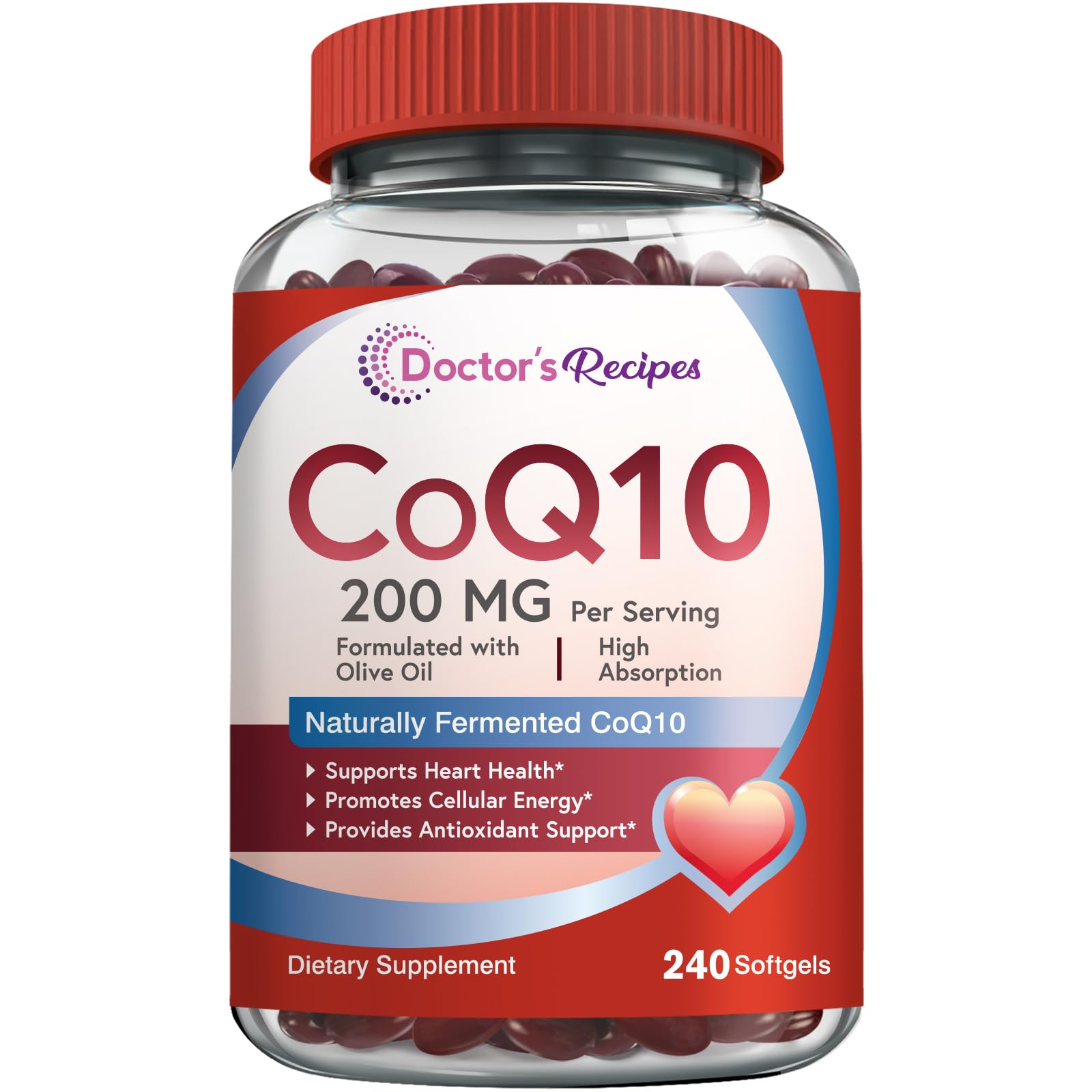 Amazon.com: Doctor's Recipes CoQ10 200mg Per Serving, High Absorption ...