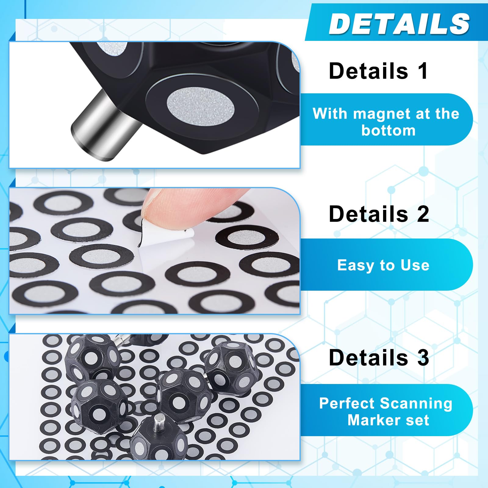 Snapklik.com : 6 Pcs Multi-Angle Marker Set 2 Sheet 100 Point 6.0 Mm 3D ...