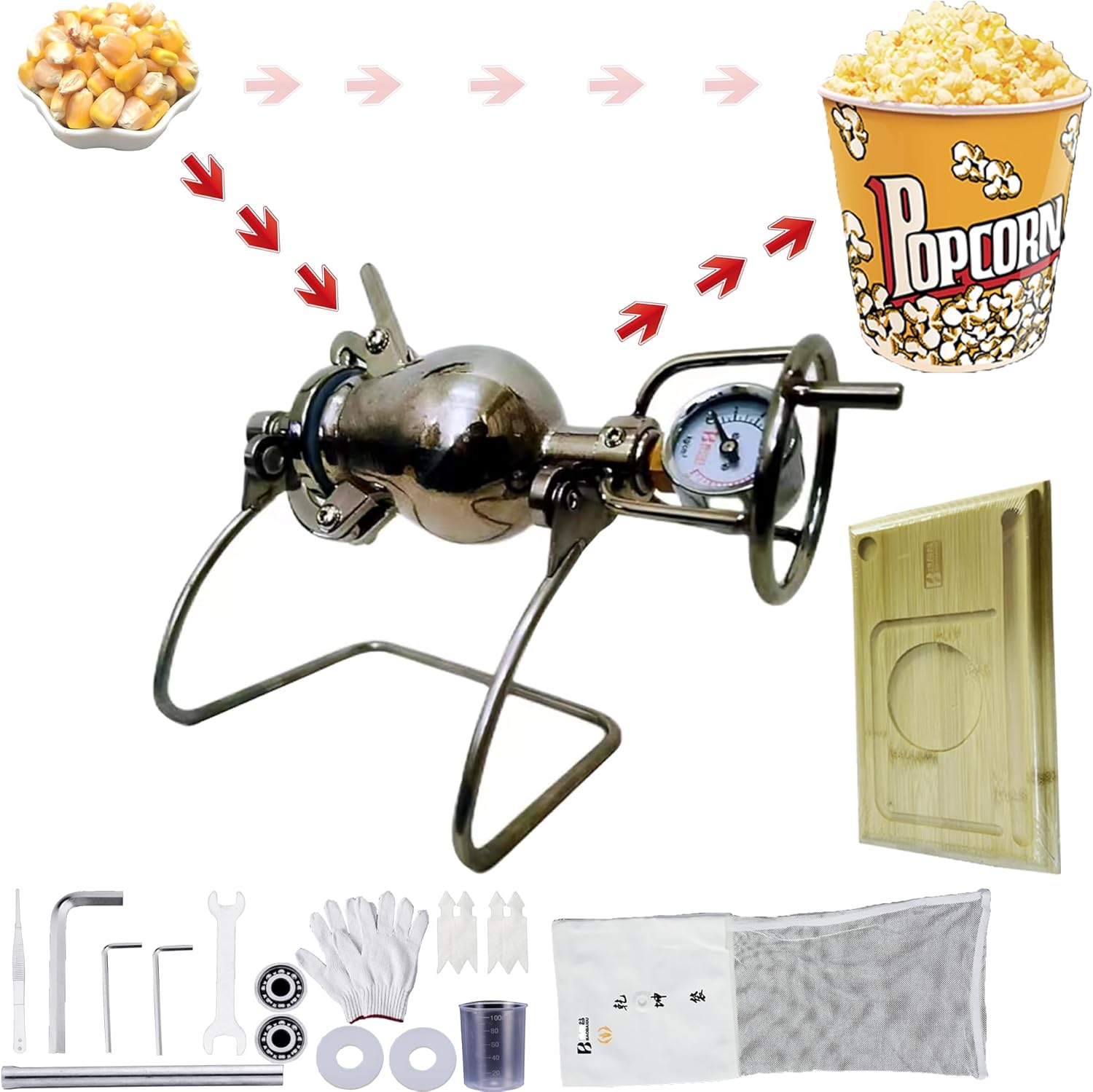DIY Retro Mini Popcorn Machine Popcorn Poppers Old Fashioned Stainless ...