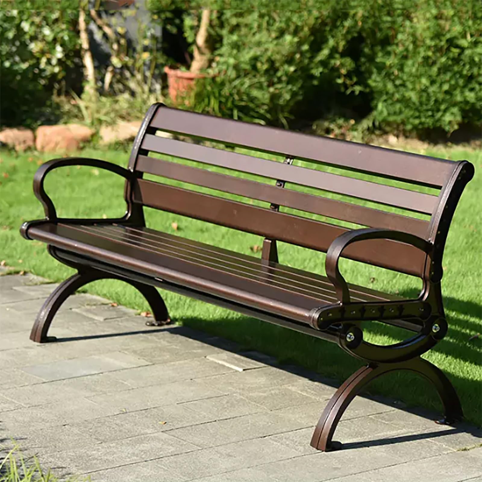 Garden Bench,Outdoor Bench, Heavy-Duty Park Bench with Armrests and ...