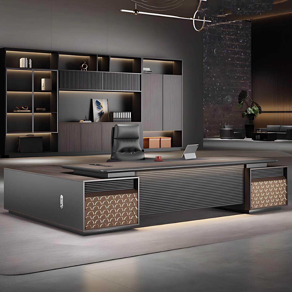 Amazon.com: HYNNAR 68IN Executive Office Desk with Drawers - Exquisite ...