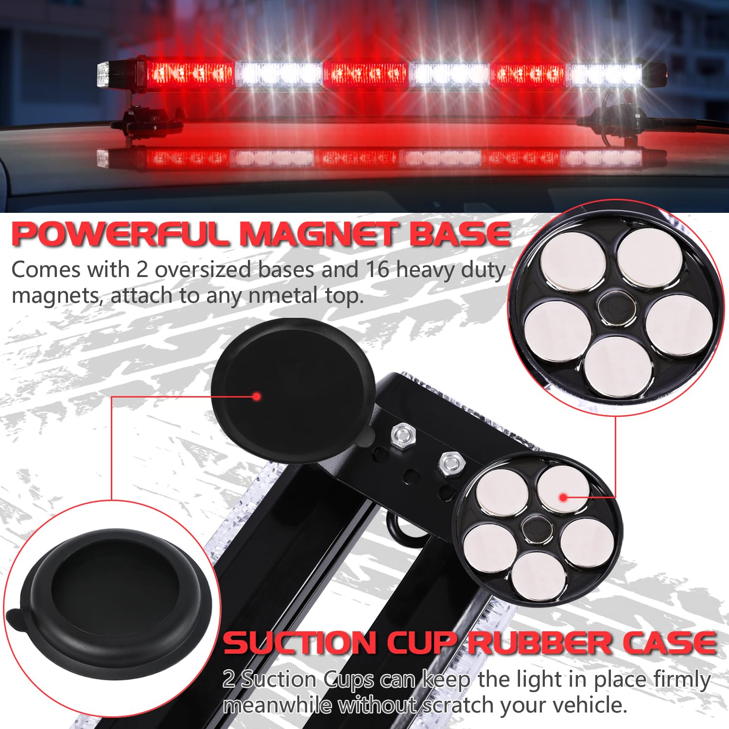 Linkitom 28.5'' 54 LED Strobe Light Bar -Aluminum Double Side Flashing ...