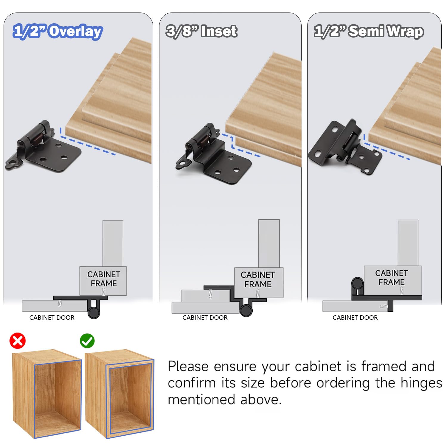 Snapklik.com : Matte Black Self-Closing 1/2" Overlay Semi-Hidden ...