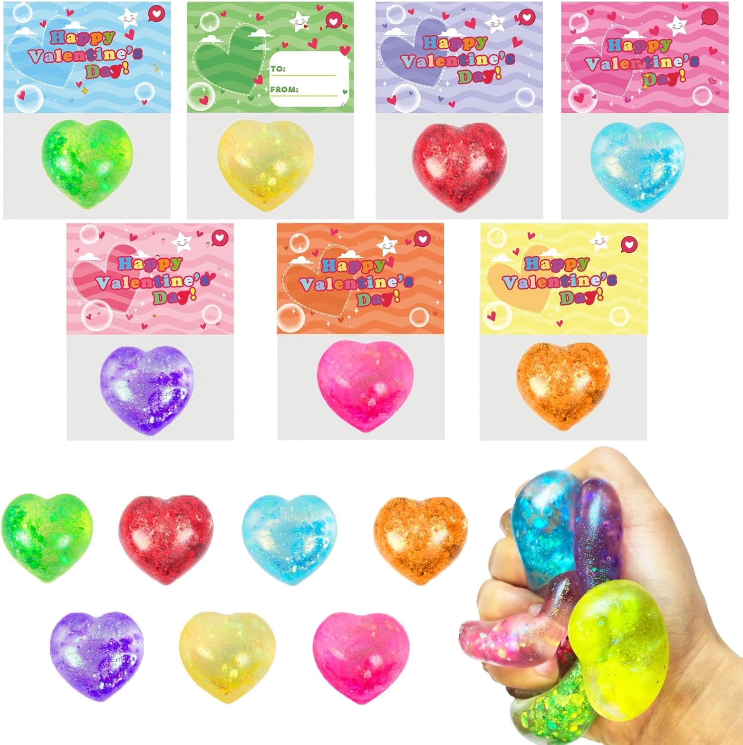 Amazon.com: BEIGUO 28 Pack Heart-Shaped Stress Balls with Valentine's ...