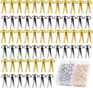 100 Pcs Split Pins, Metal Scrapbooking Brads Split Pins, 2 Colors Mini Portable Round Head Brads ...