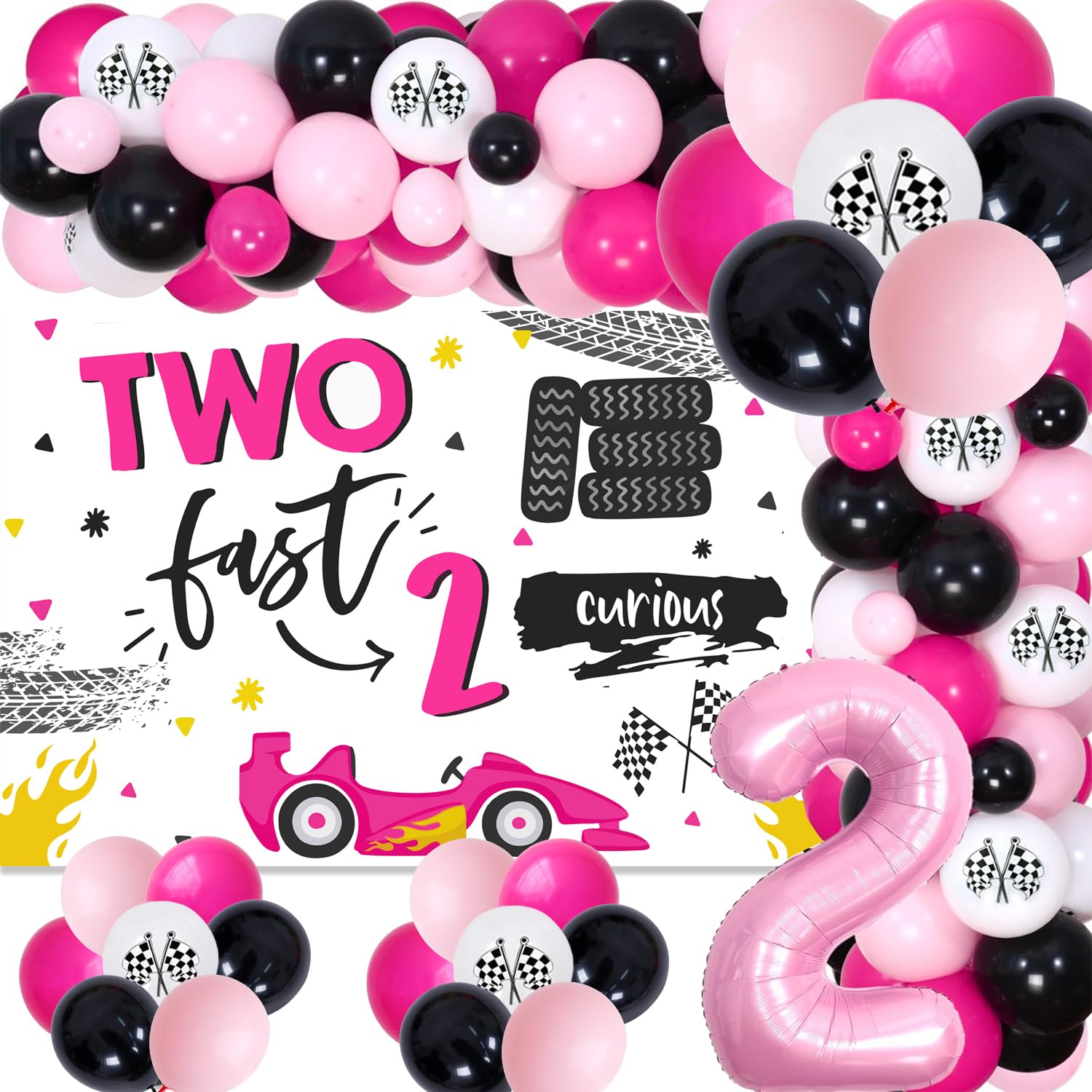 Amazon.com: Two Fast 2 Curious Birthday Decorations for Girls, Pink ...