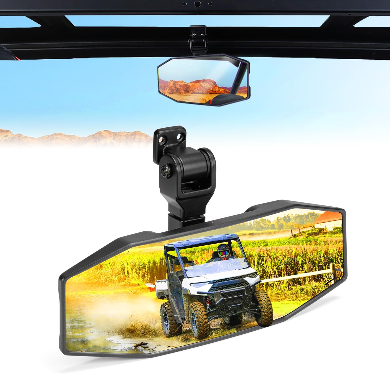 Amazon.com: KEMIMOTO Upgrade UTV Rear View Mirror 360° Adjustable ...