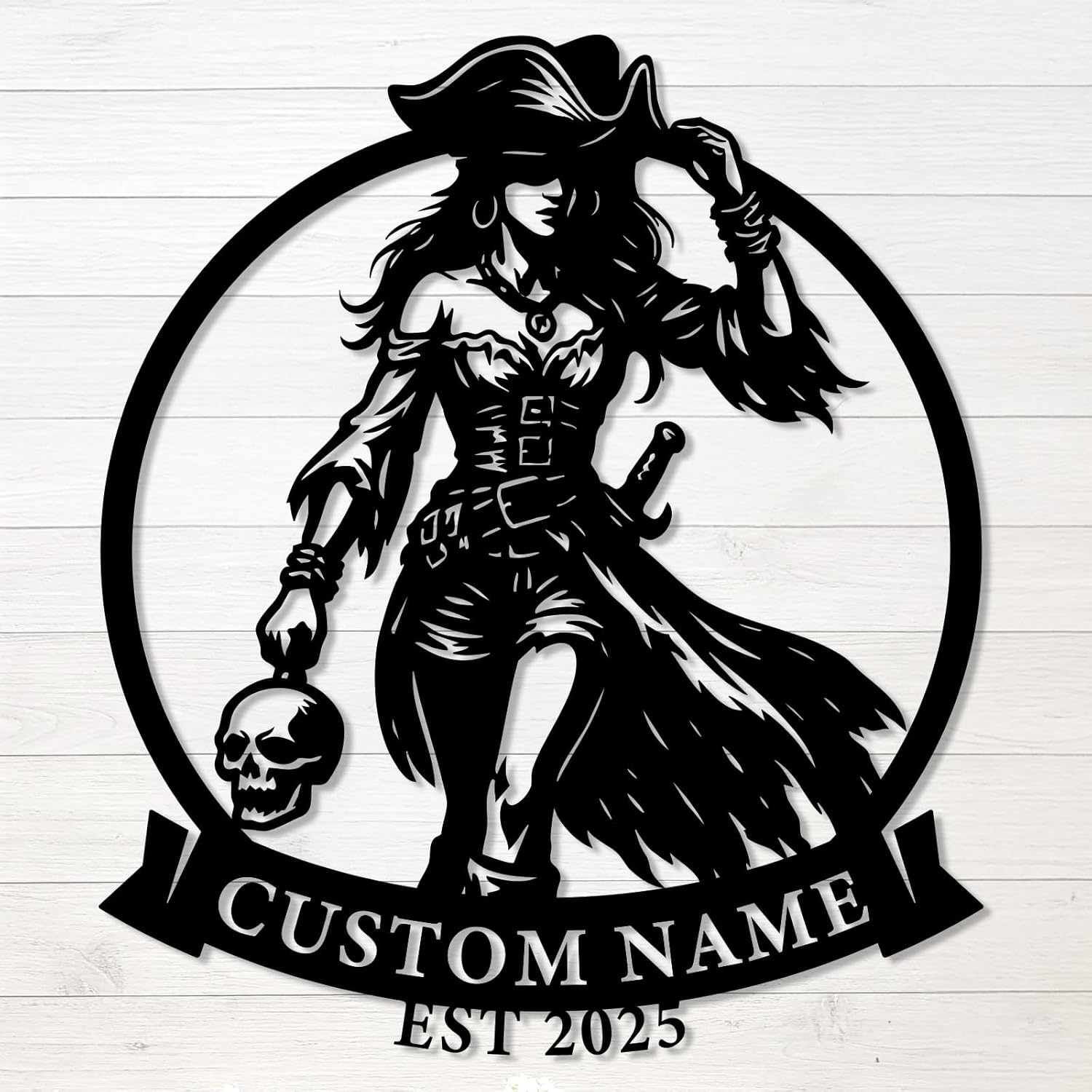 Amazon.com: Personalized Pirate Girl Metal Sign – Custom Name with EST ...