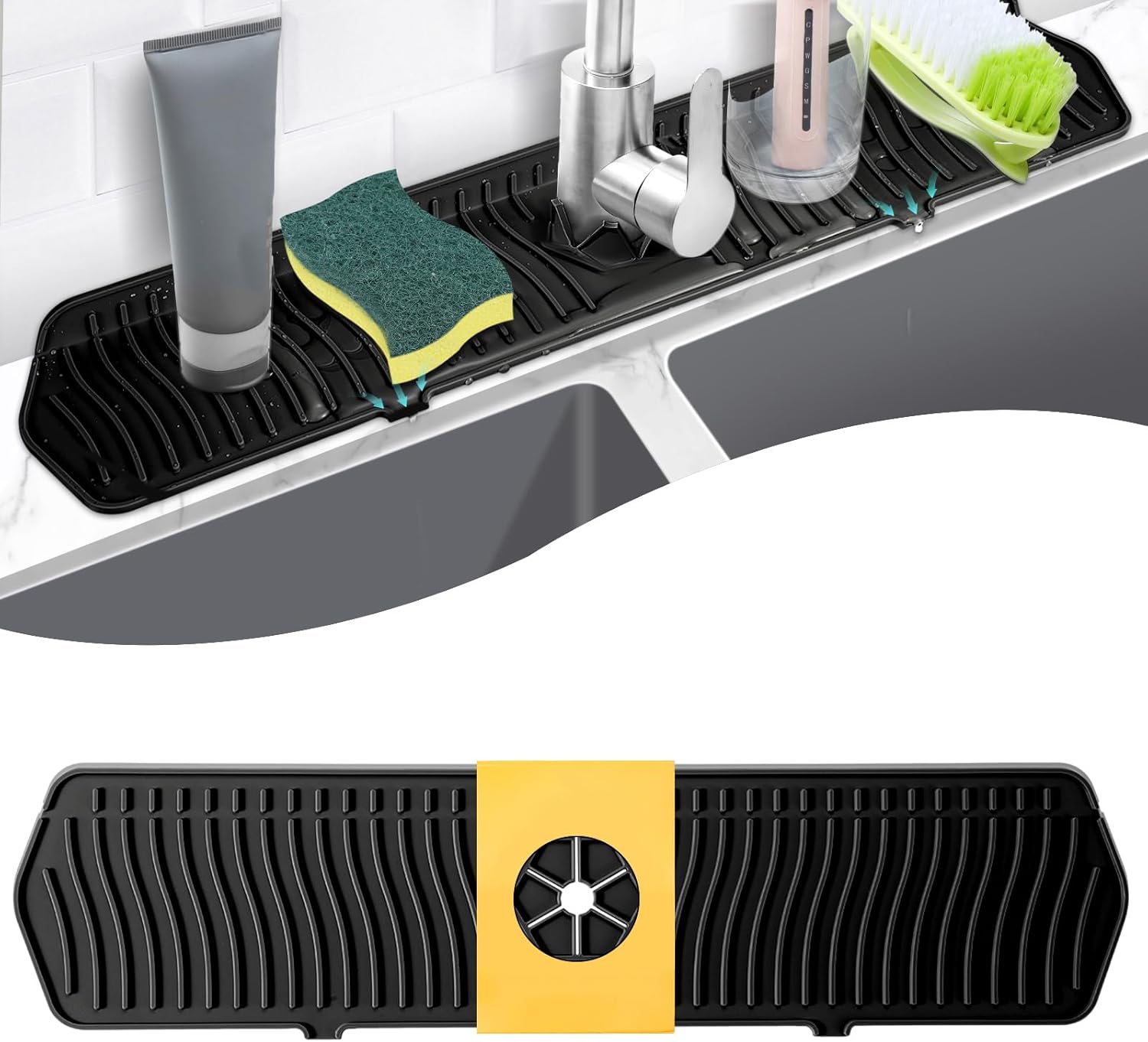 Amazon.com: COBETE Kitchen Sink Splash Guard, 24in Faucet Mat Splash ...